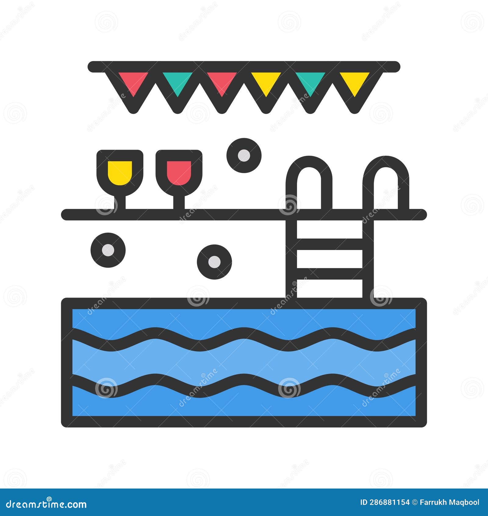 Pool Party Icon Image. stock vector. Illustration of present - 286881154