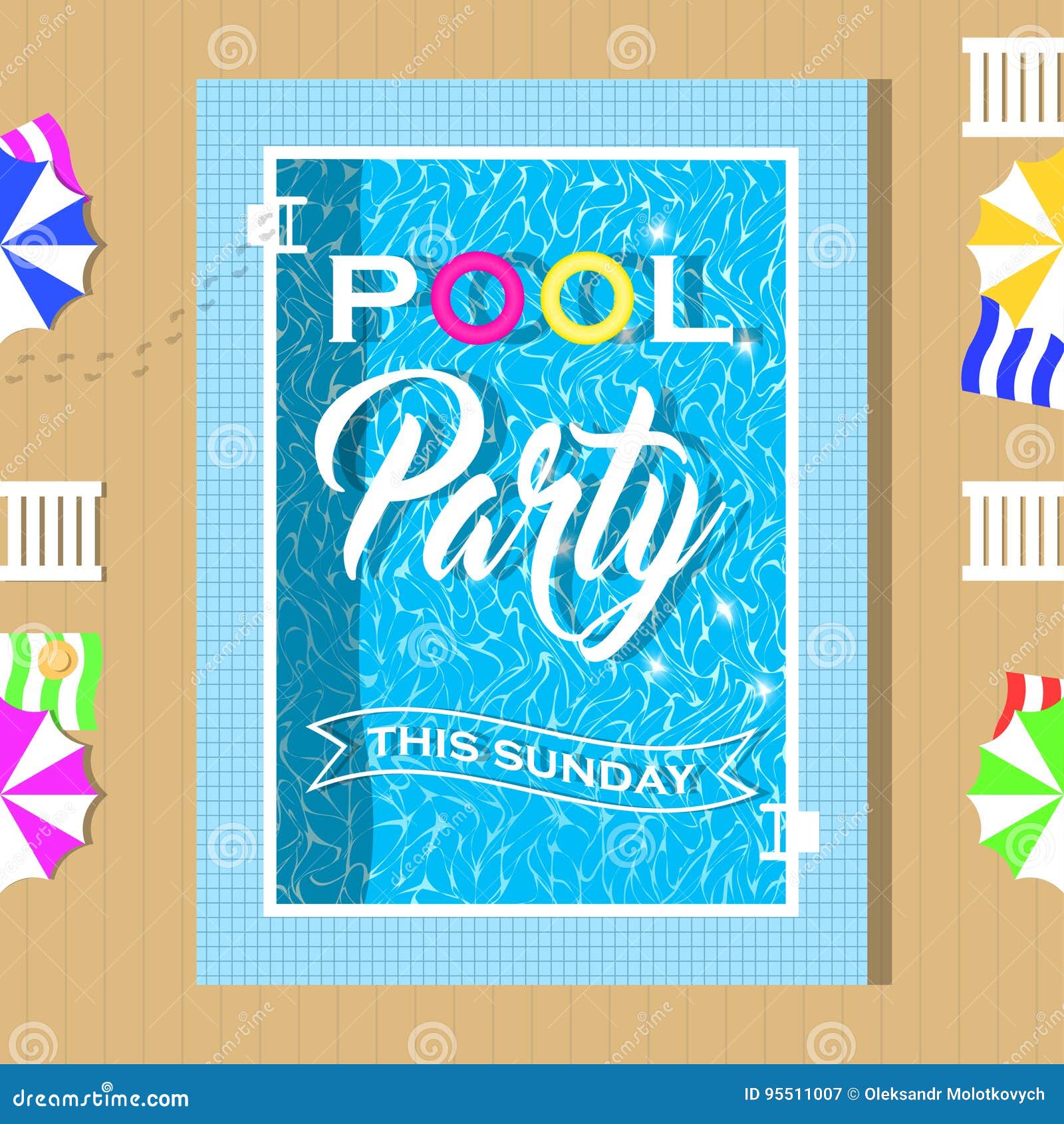 Pool Party Invitation Design. Template for Flyer and Poster Stock ...