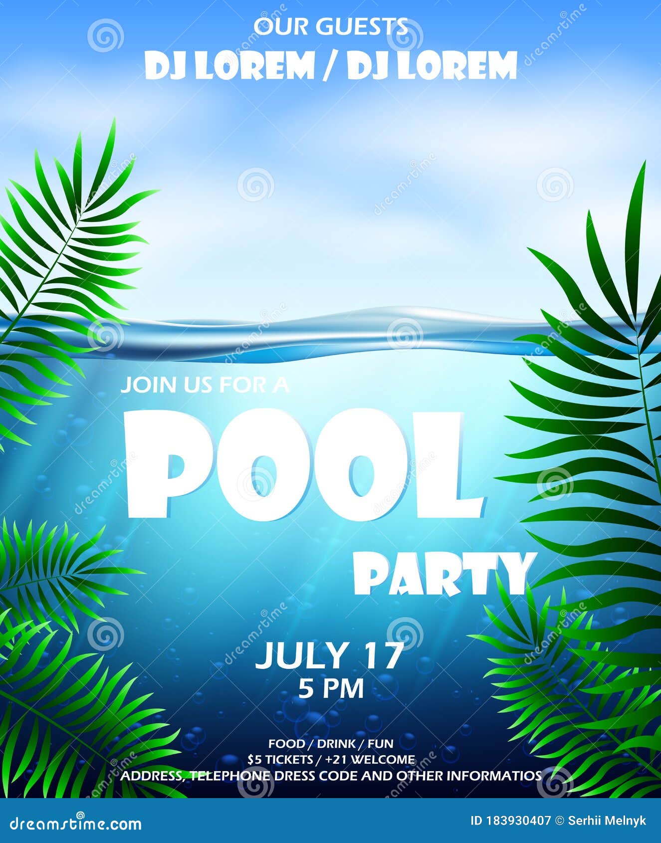 Pool party invitation stock vector. Illustration of inflatable - 183930407