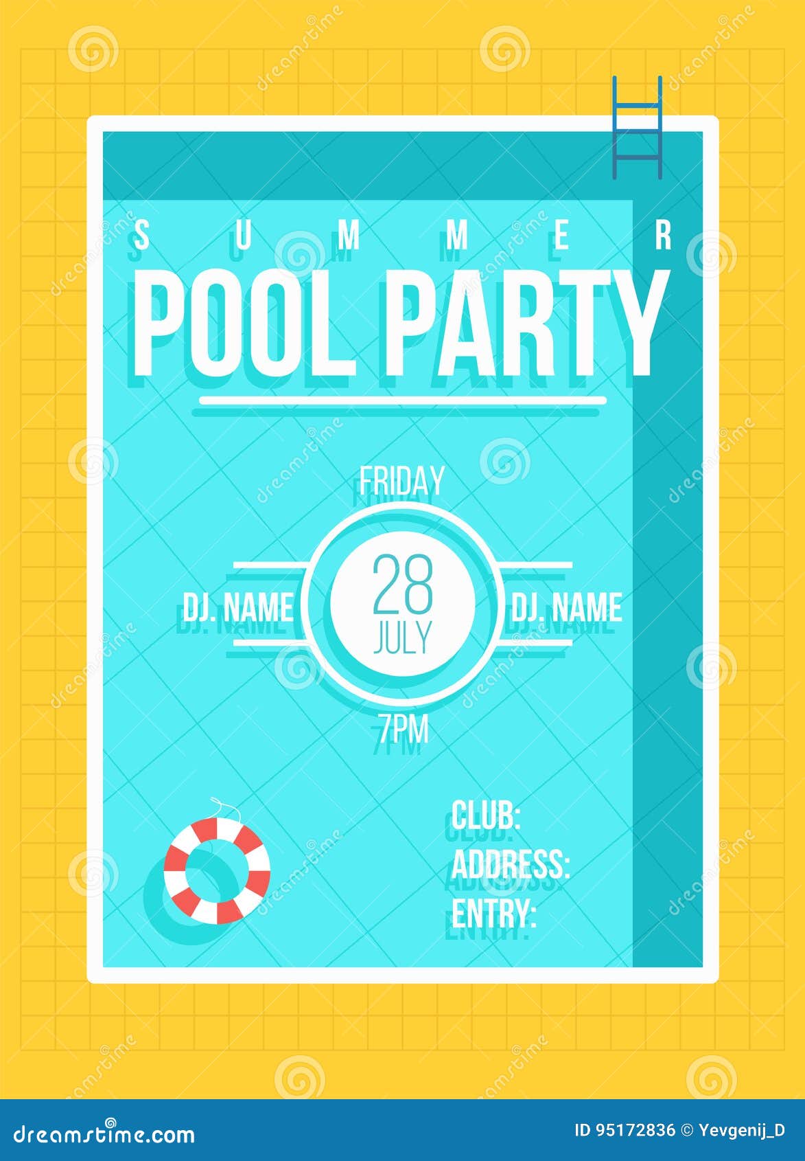 Pool Party Poster. Summer Party Invitation, Flyer Concept Stock Vector ...
