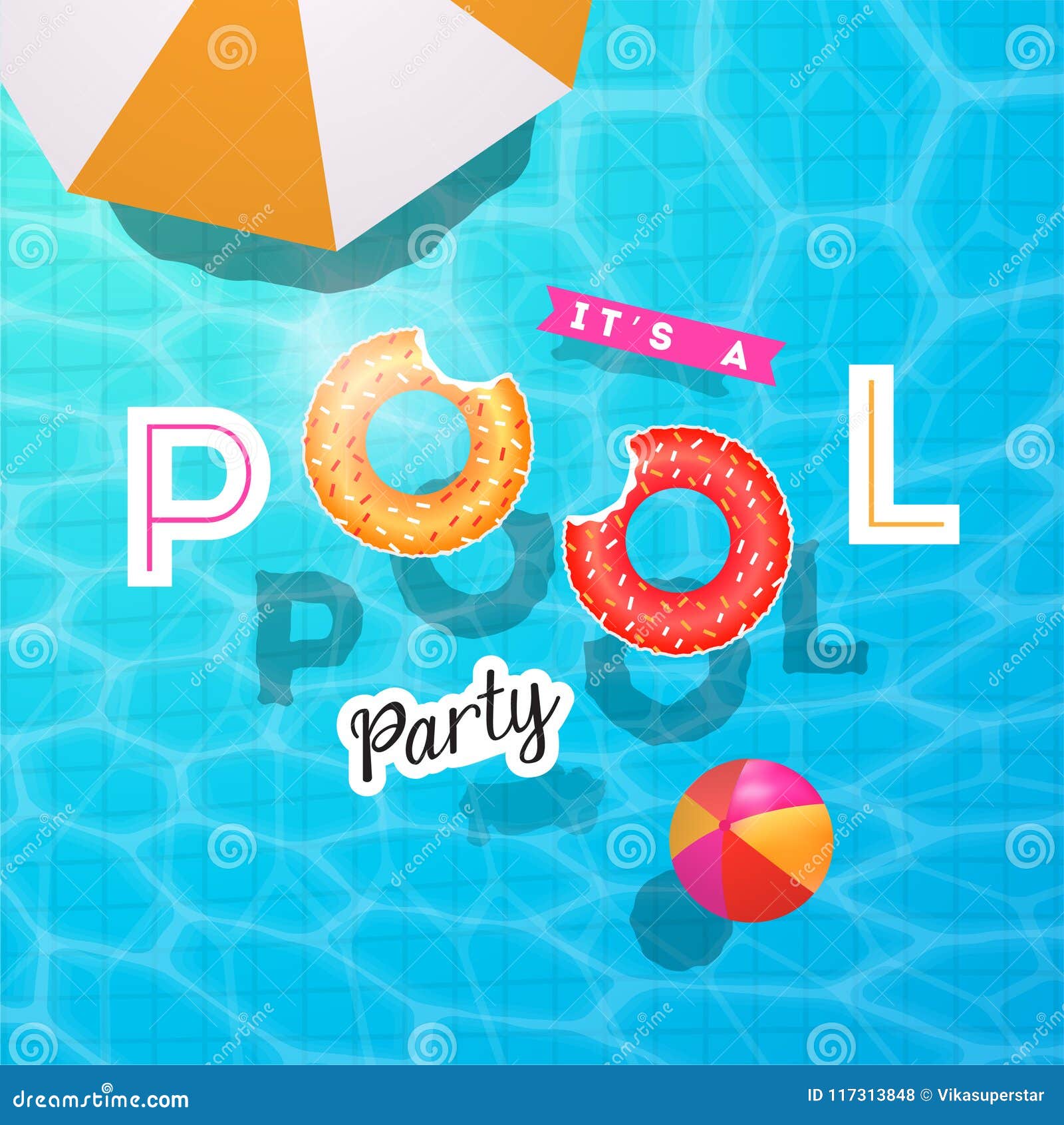 Pool Party Summer Vector Illustration Stock Vector - Illustration of ...