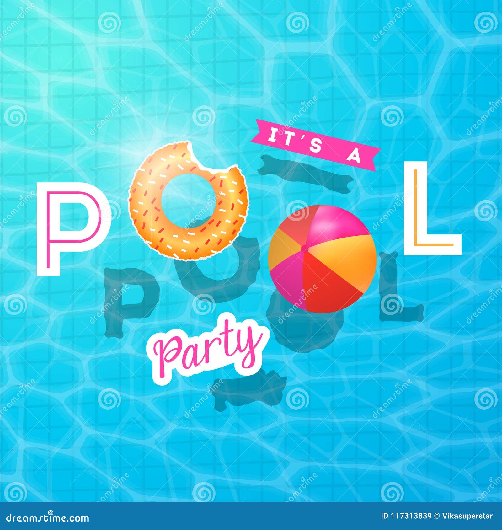 Pool Party Summer Vector Illustration Stock Vector - Illustration of ...