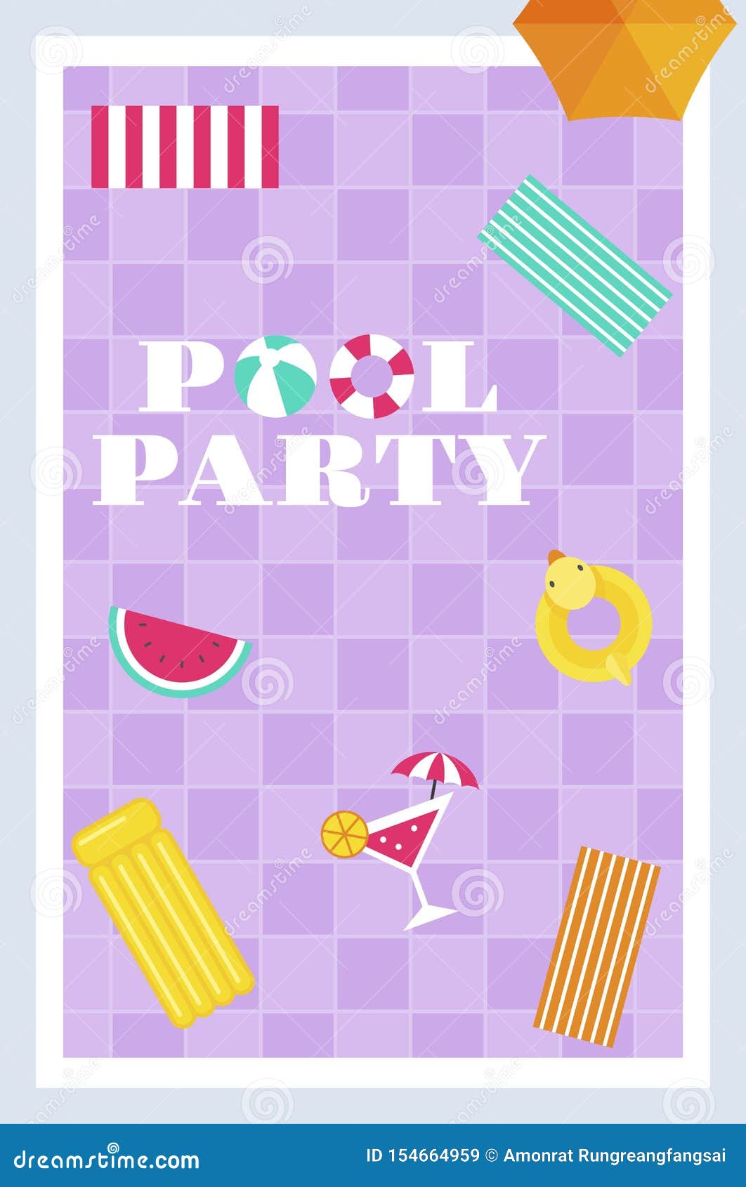 Pool Party, Swimming Pool with Summer Element Stock Vector ...