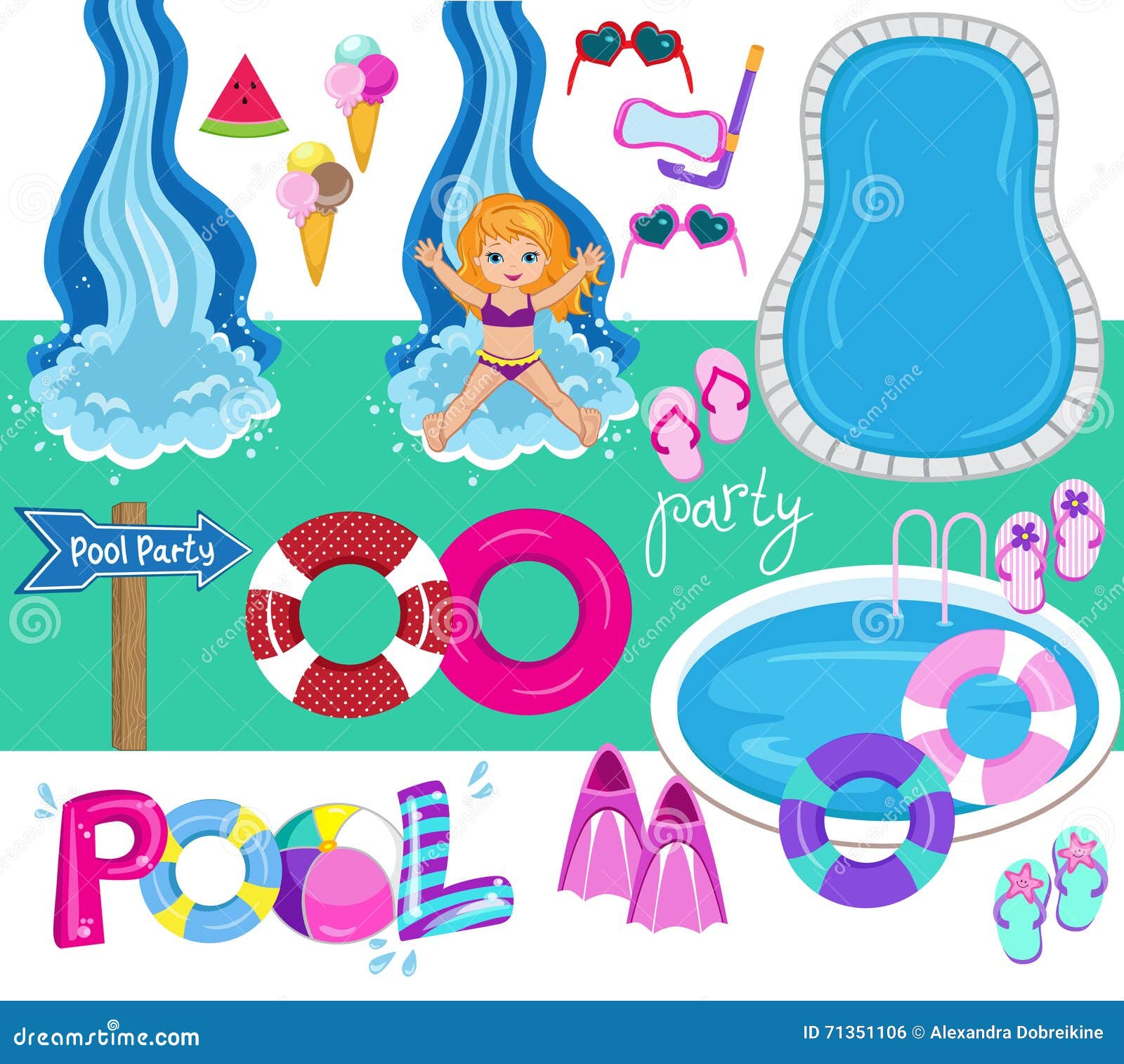 Pool Party Vector Design Illustration. Stock Vector - Illustration of ...