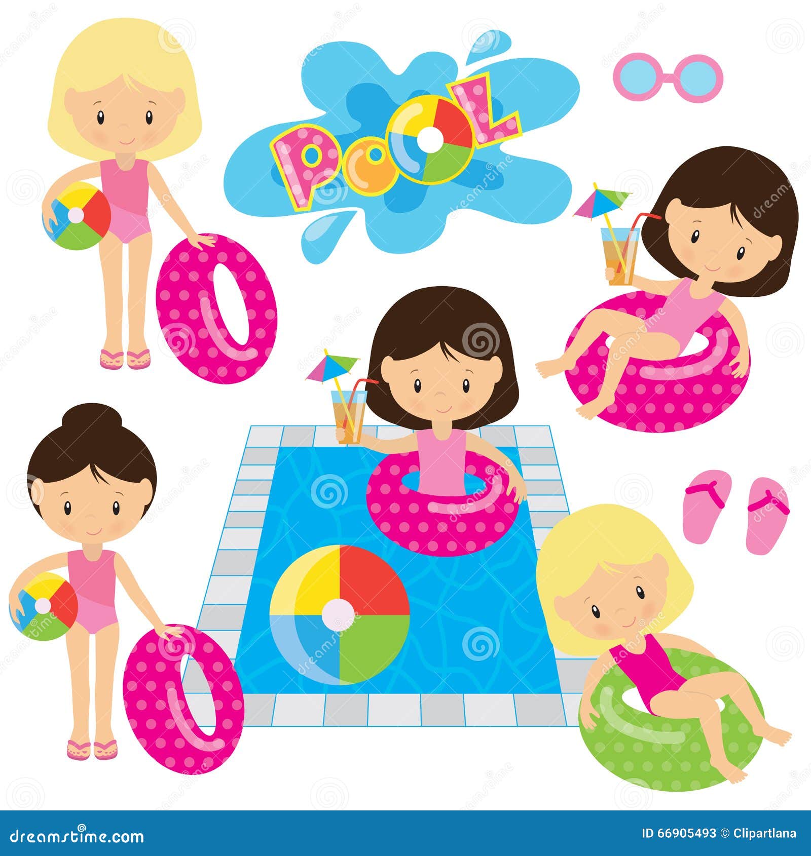 Pool Party Vector Illustration Stock Vector - Illustration of children ...