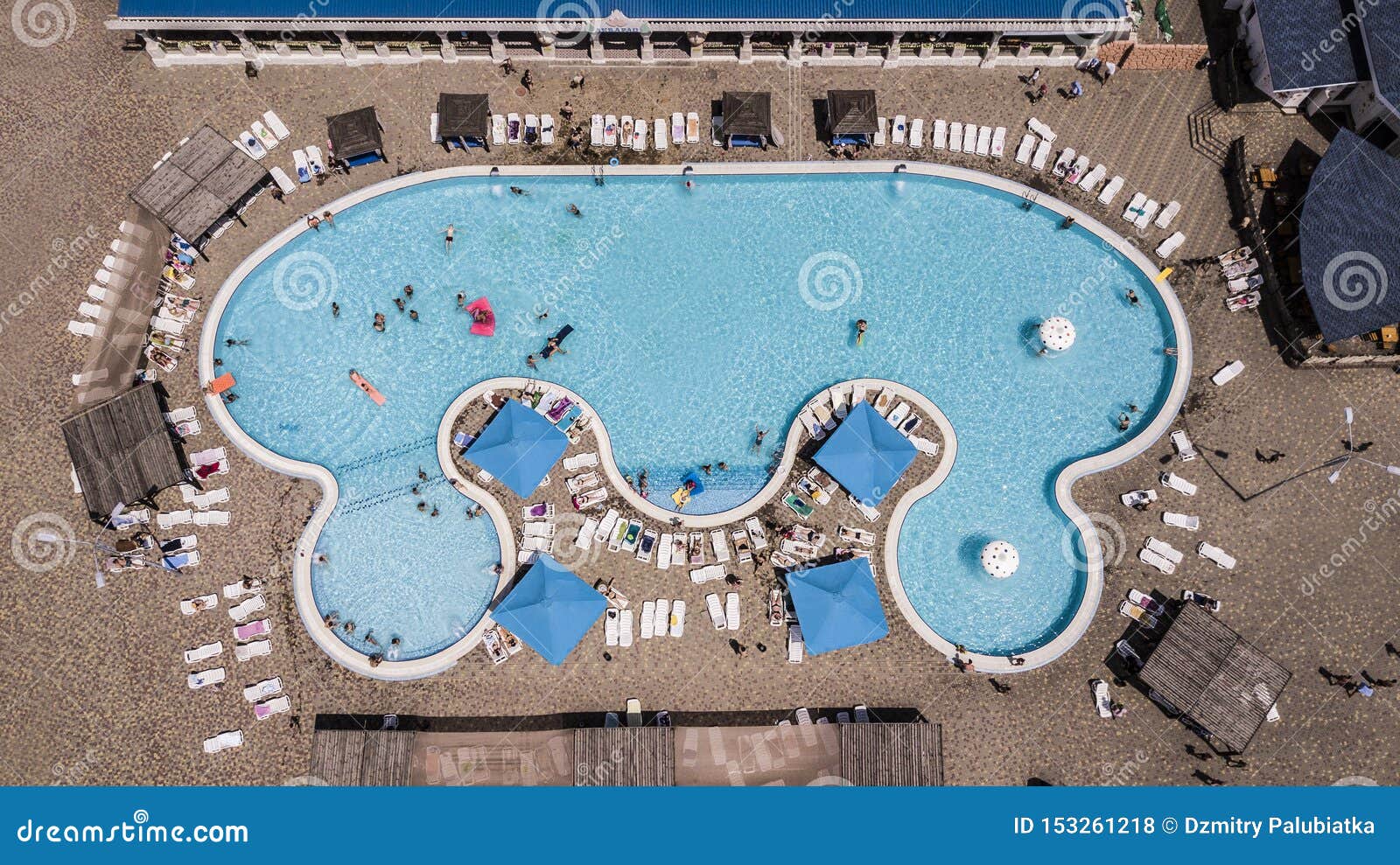 Pool with People Aerial View from Above with Drone Stock Photo - Image ...