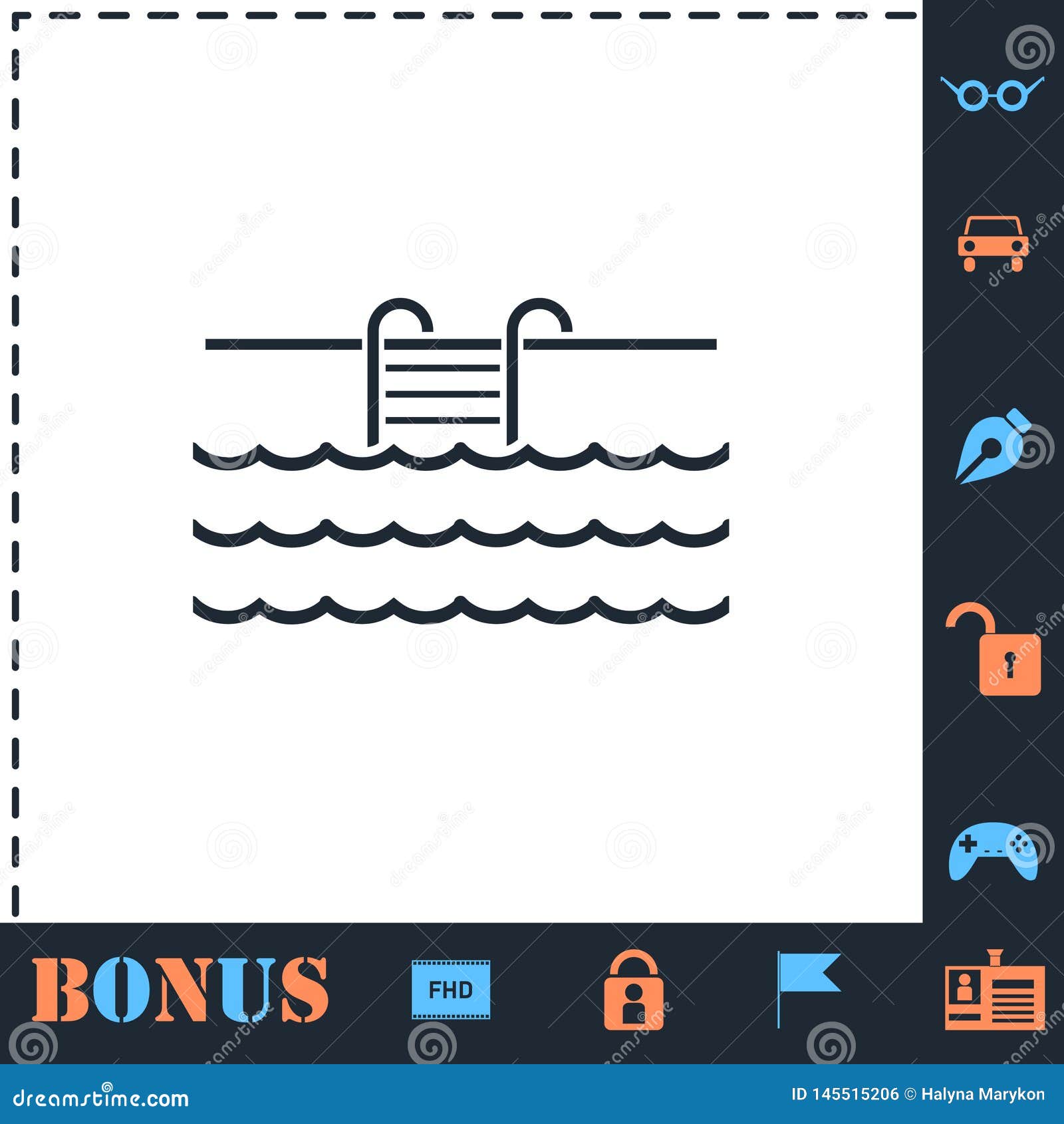 Pool icon flat stock vector. Illustration of simple - 145515206