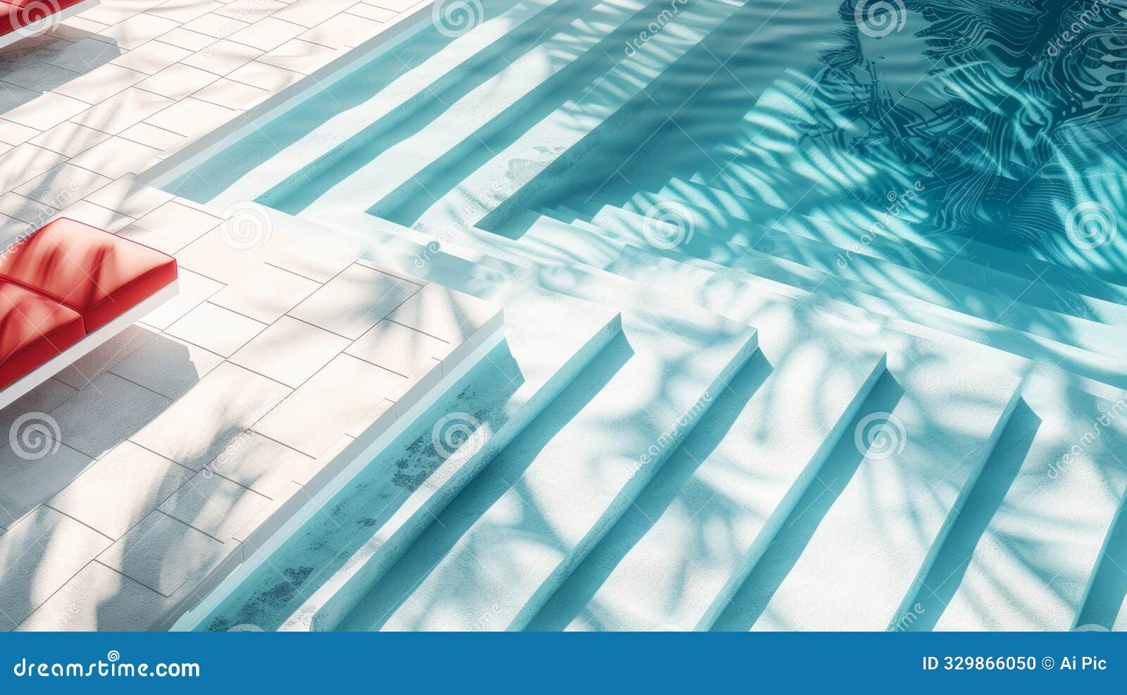 A Pool with a Red and White Tile Border Stock Photo - Image of beach ...