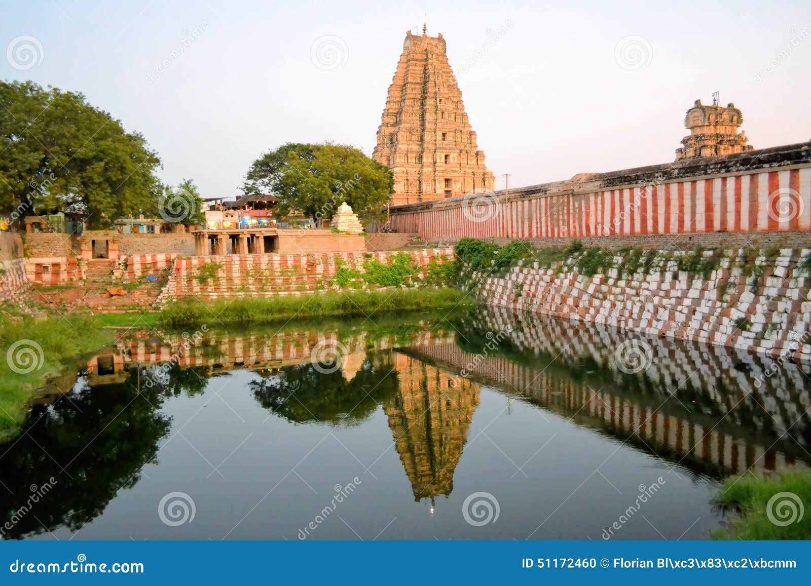 Pool with Reflection of Virupaksha Hindu Temple Stock Photo - Image of ...