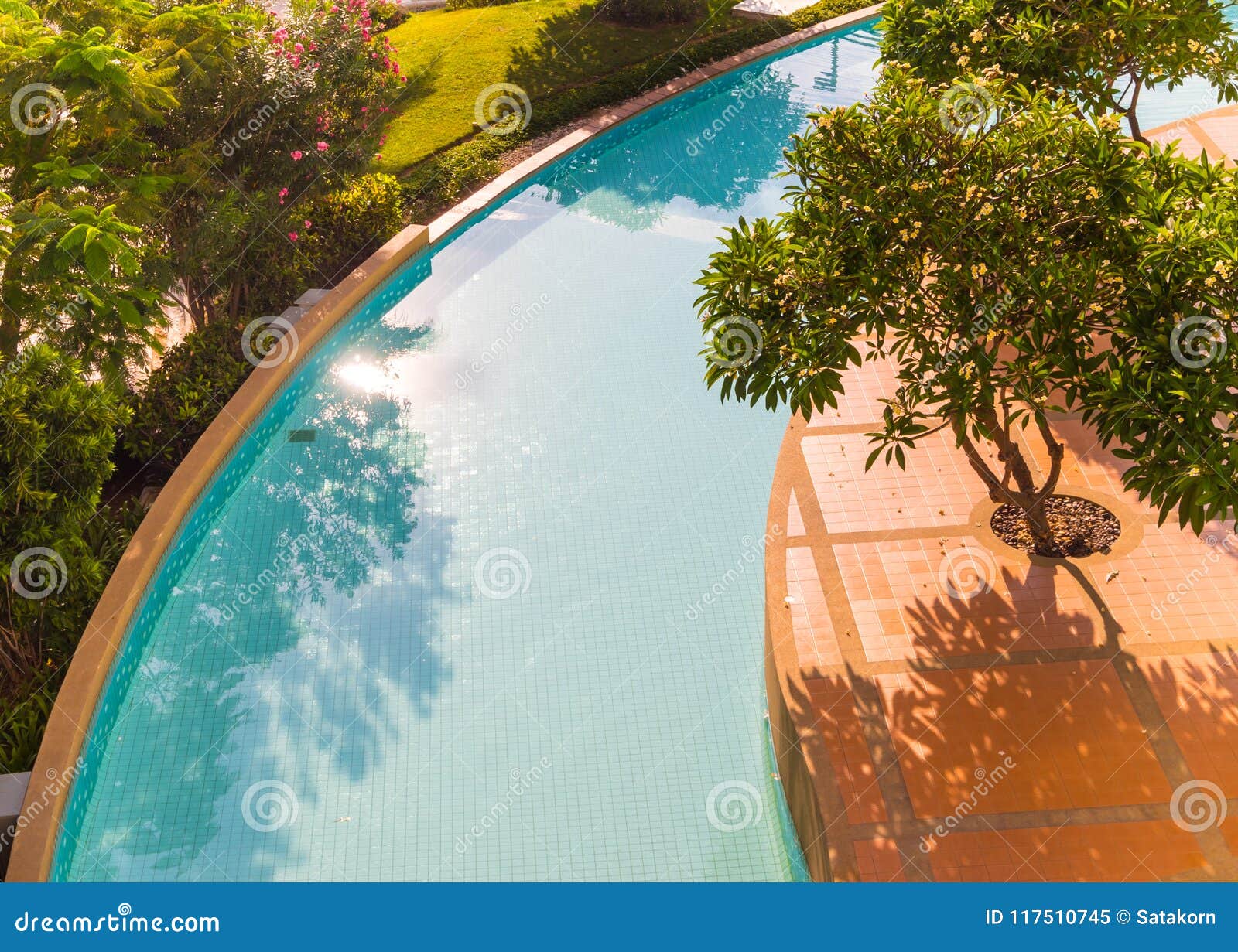 Pool and Relax Park View from High-rise Building Stock Image - Image of ...