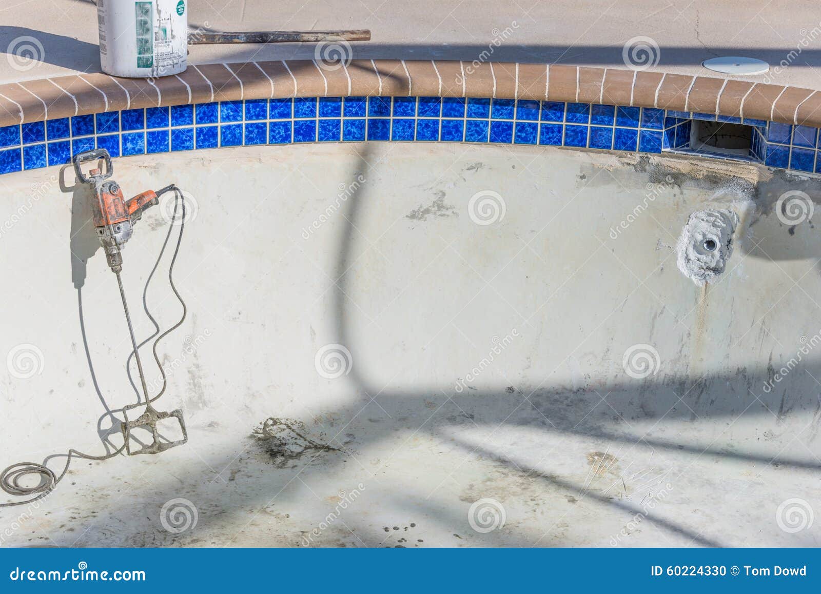 Pool repairs in progress stock photo. Image of coping - 60224330