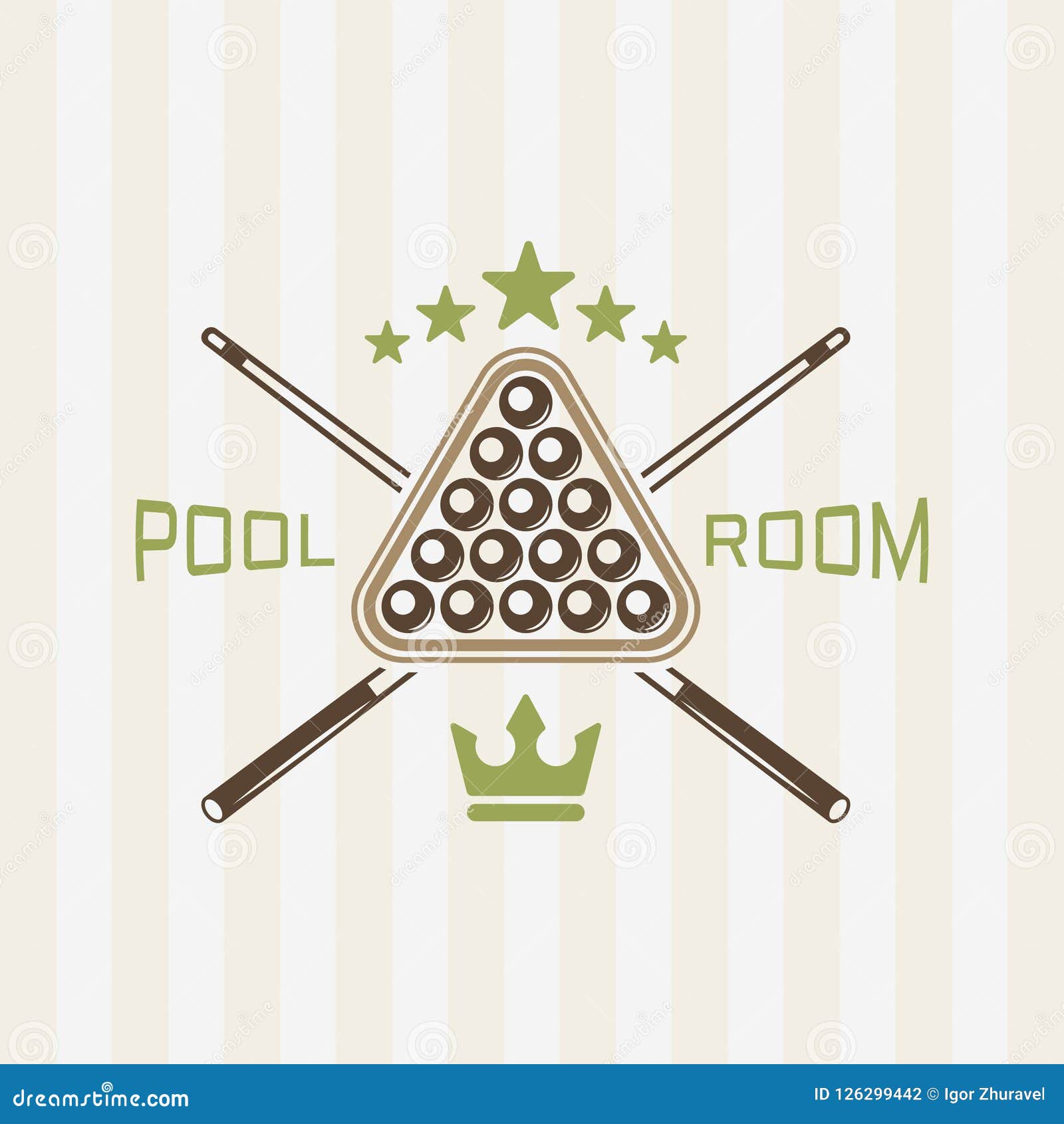 Pool Room Colored Vector Emblem Stock Vector - Illustration of premium ...