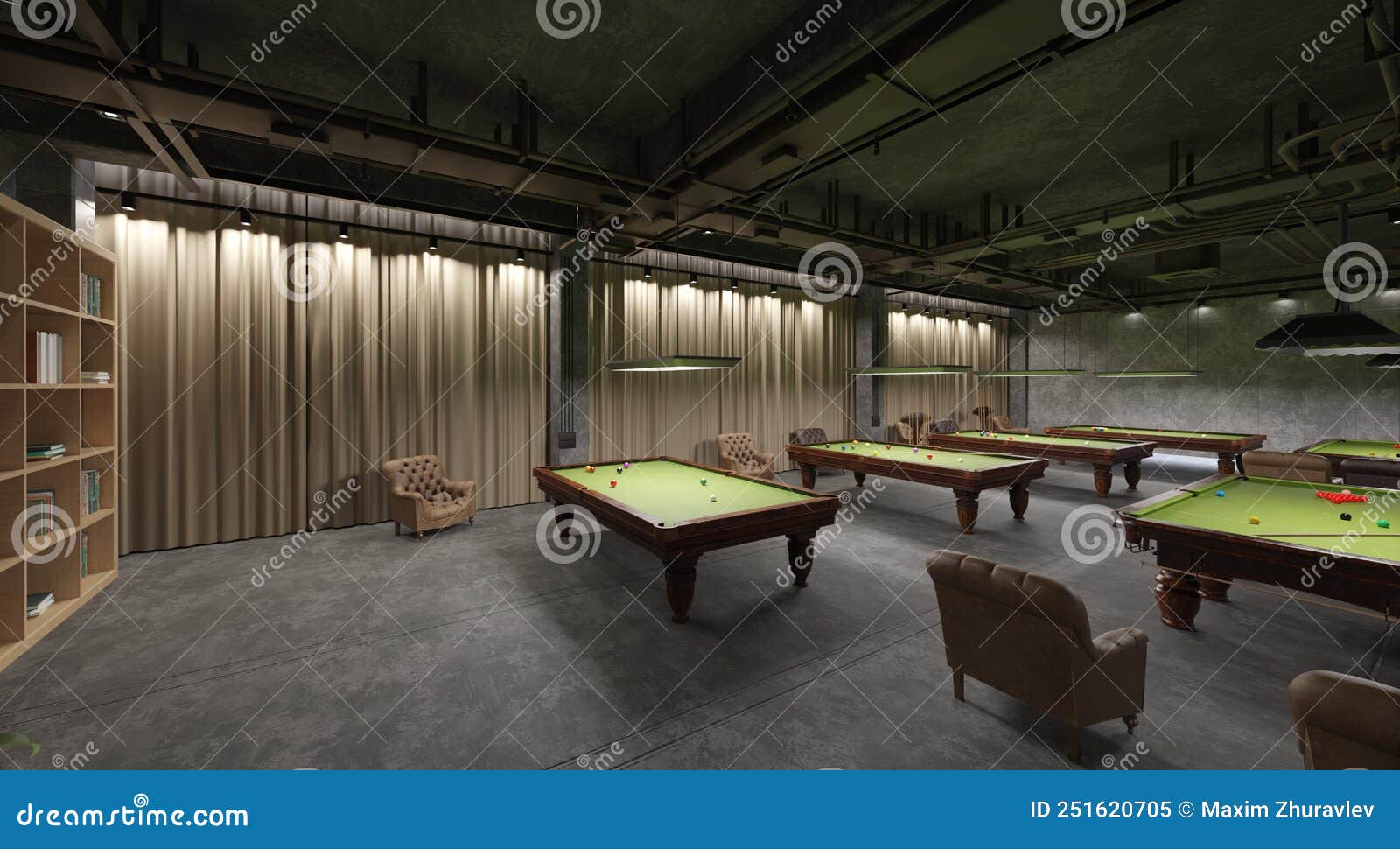 Pool Room Interior 3d Illustration Stock Illustration - Illustration of ...