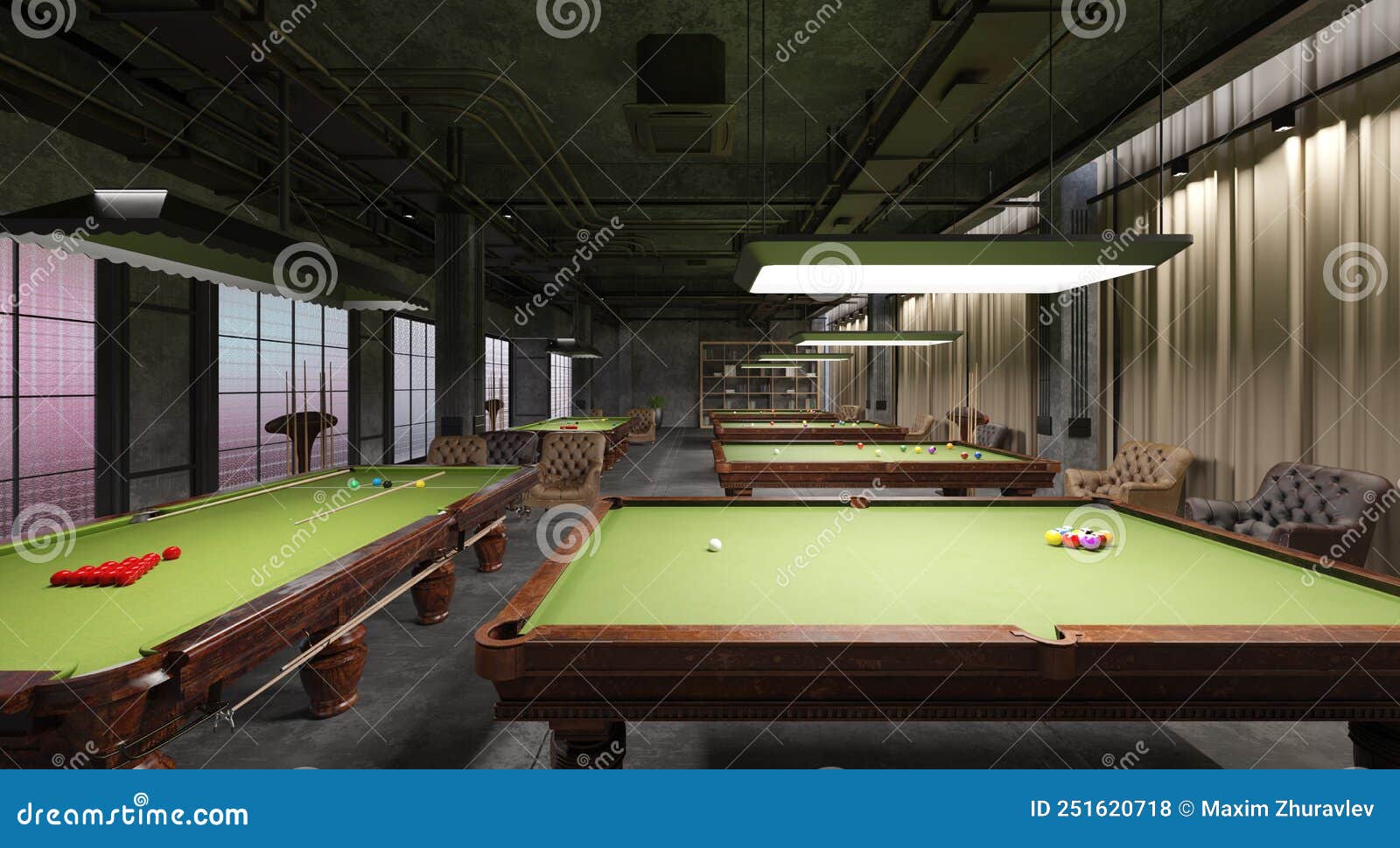 Pool Room Interior 3d Illustration Stock Illustration - Illustration of ...