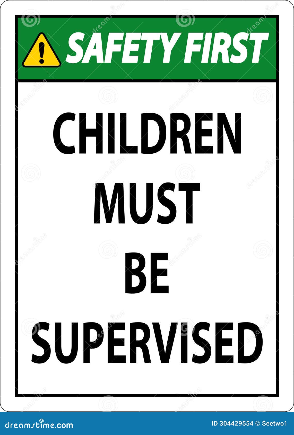 Pool Safety First Sign, Children Must Be Supervised Stock Vector ...