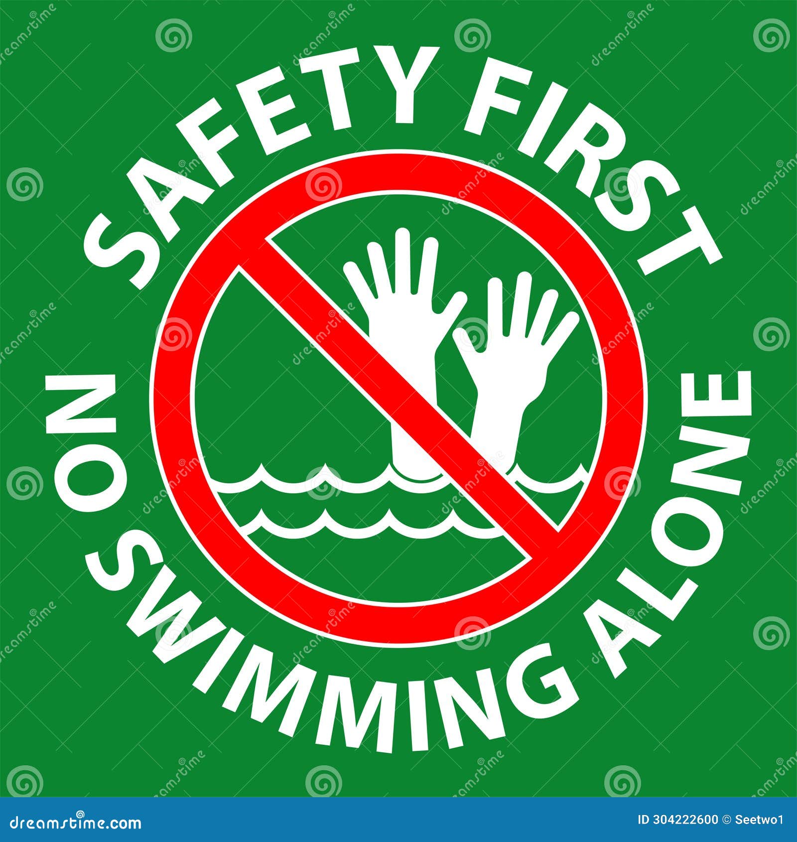 Pool Safety First Sign, No Swimming Alone Stock Illustration ...