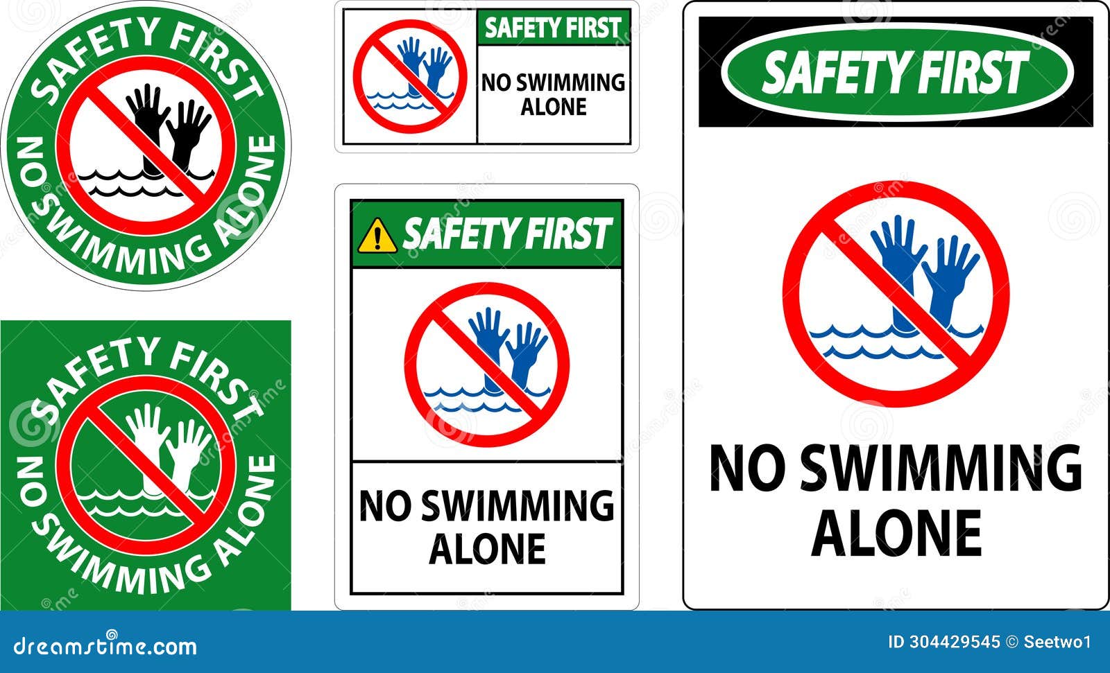 Pool Safety First Sign, No Swimming Alone Stock Vector - Illustration ...