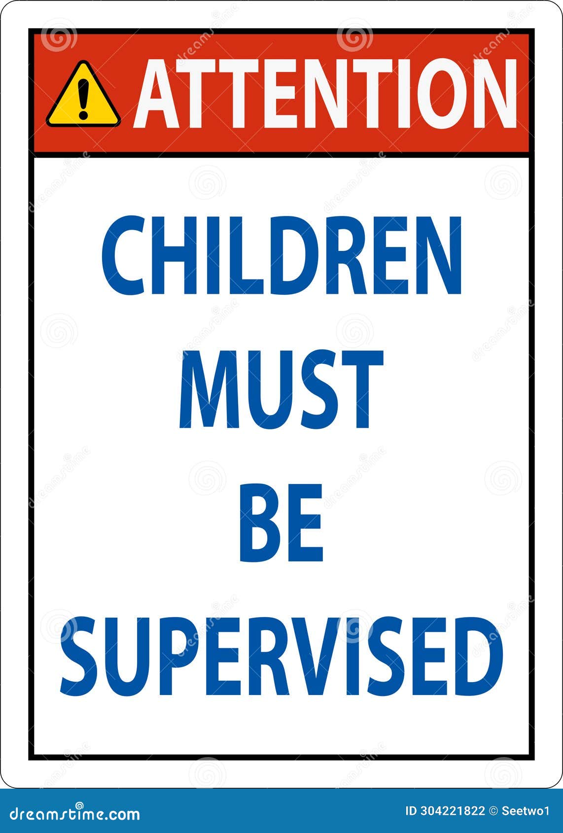 Pool Safety Sign Attention, Children Must Be Supervised Stock ...