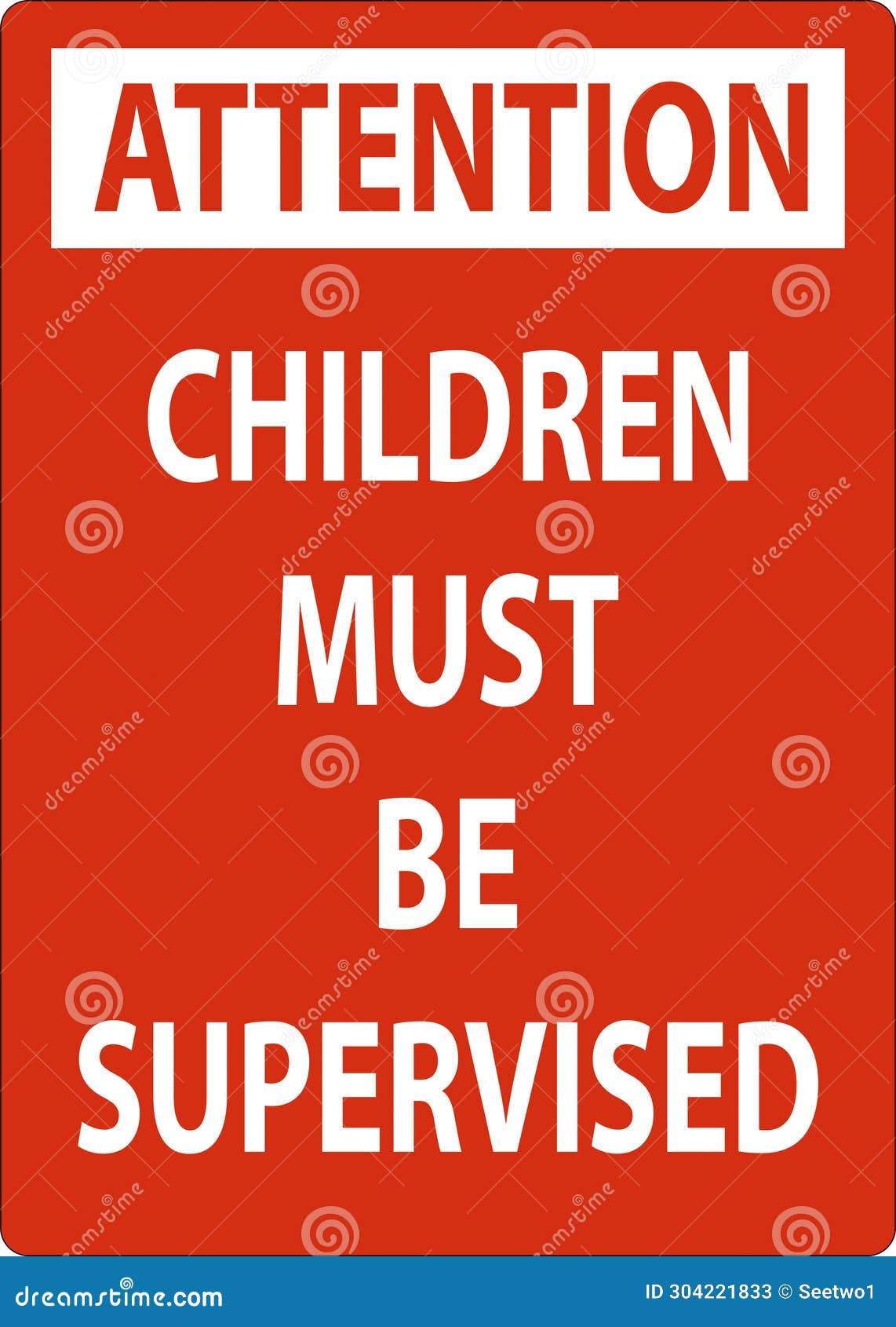Pool Safety Sign Attention, Children Must Be Supervised Stock Vector ...