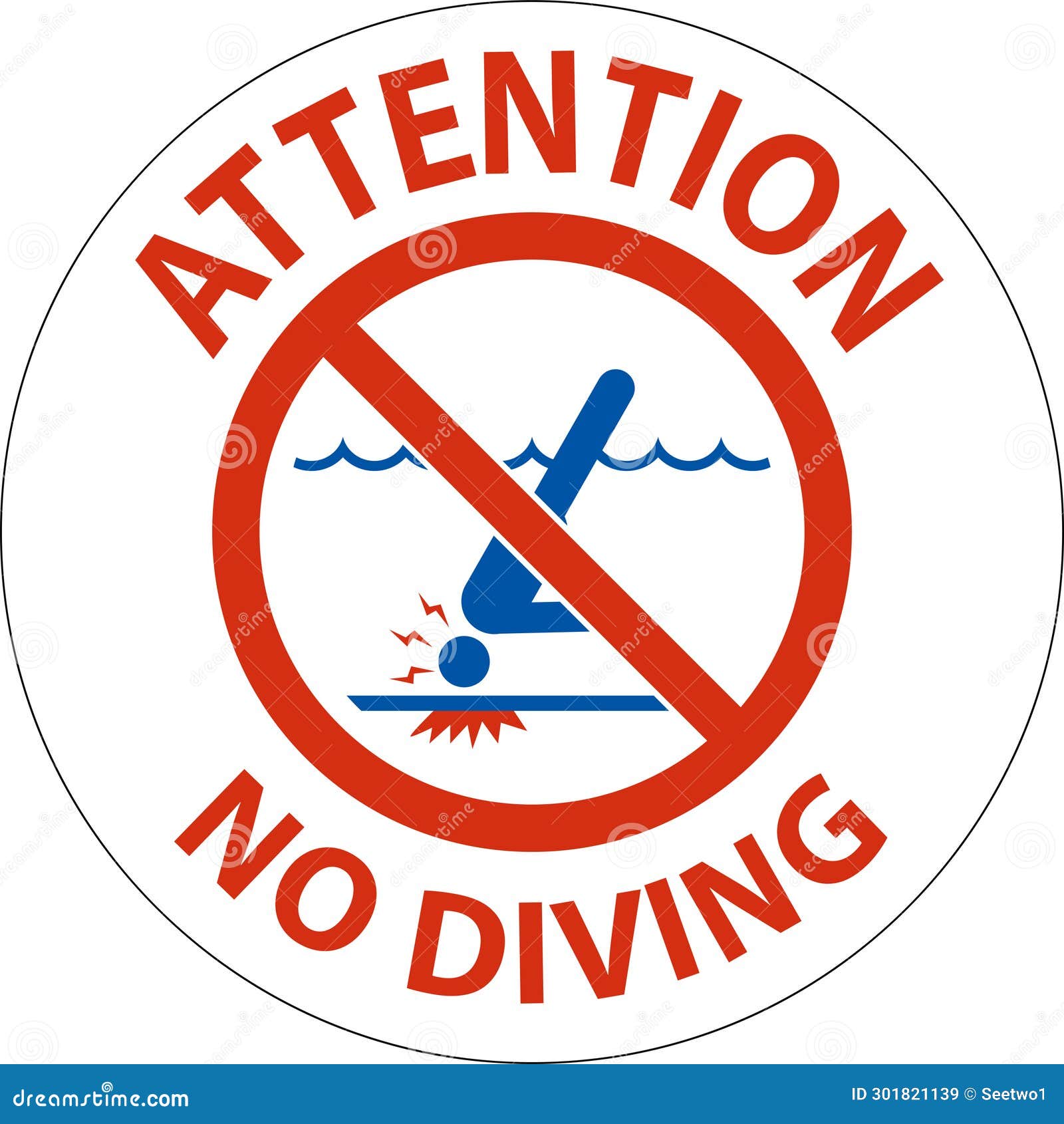 Pool Safety Sign Attention, No Diving Stock Vector - Illustration of ...