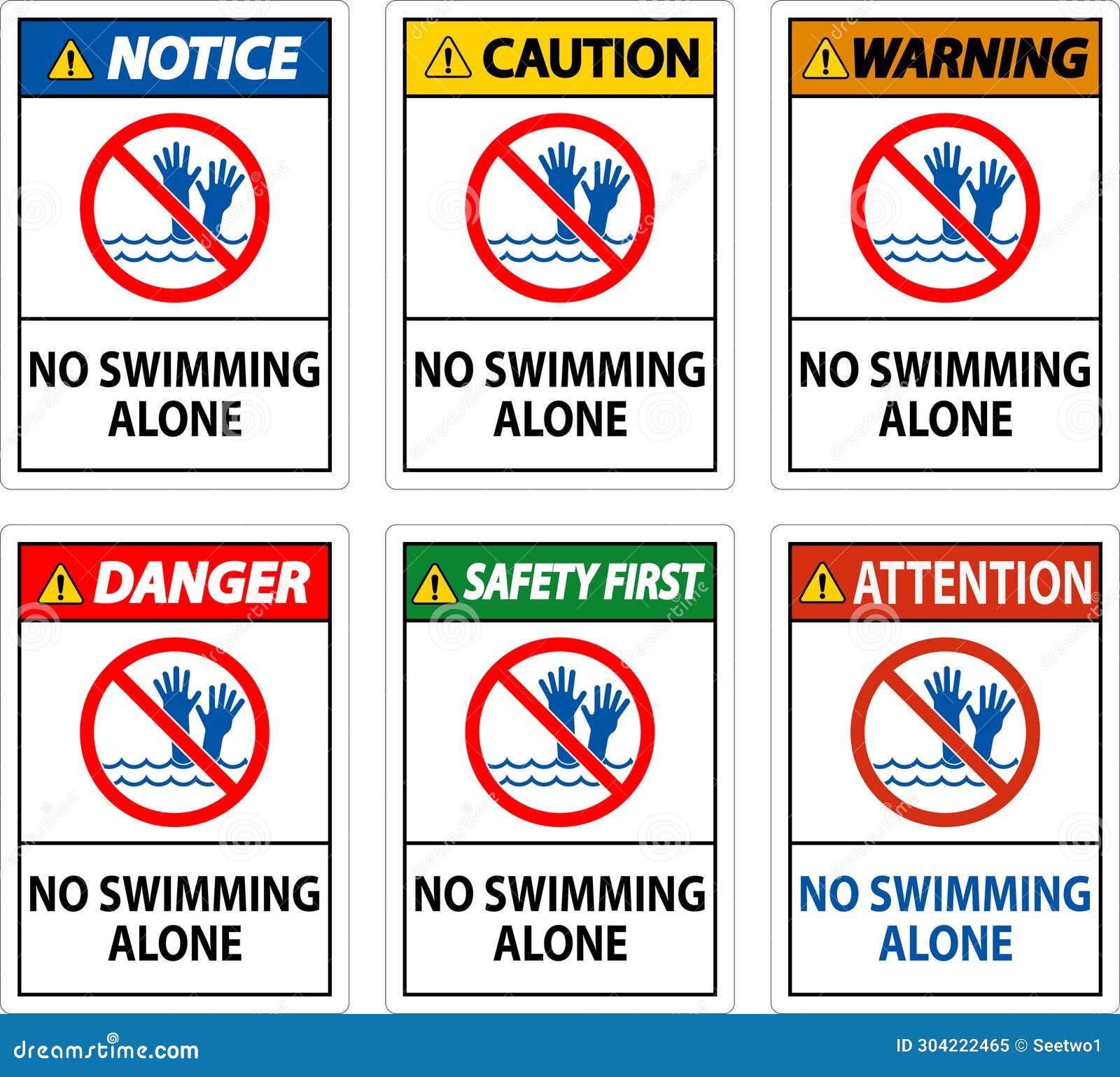 Pool Safety Sign Attention, No Swimming Alone Stock Vector ...