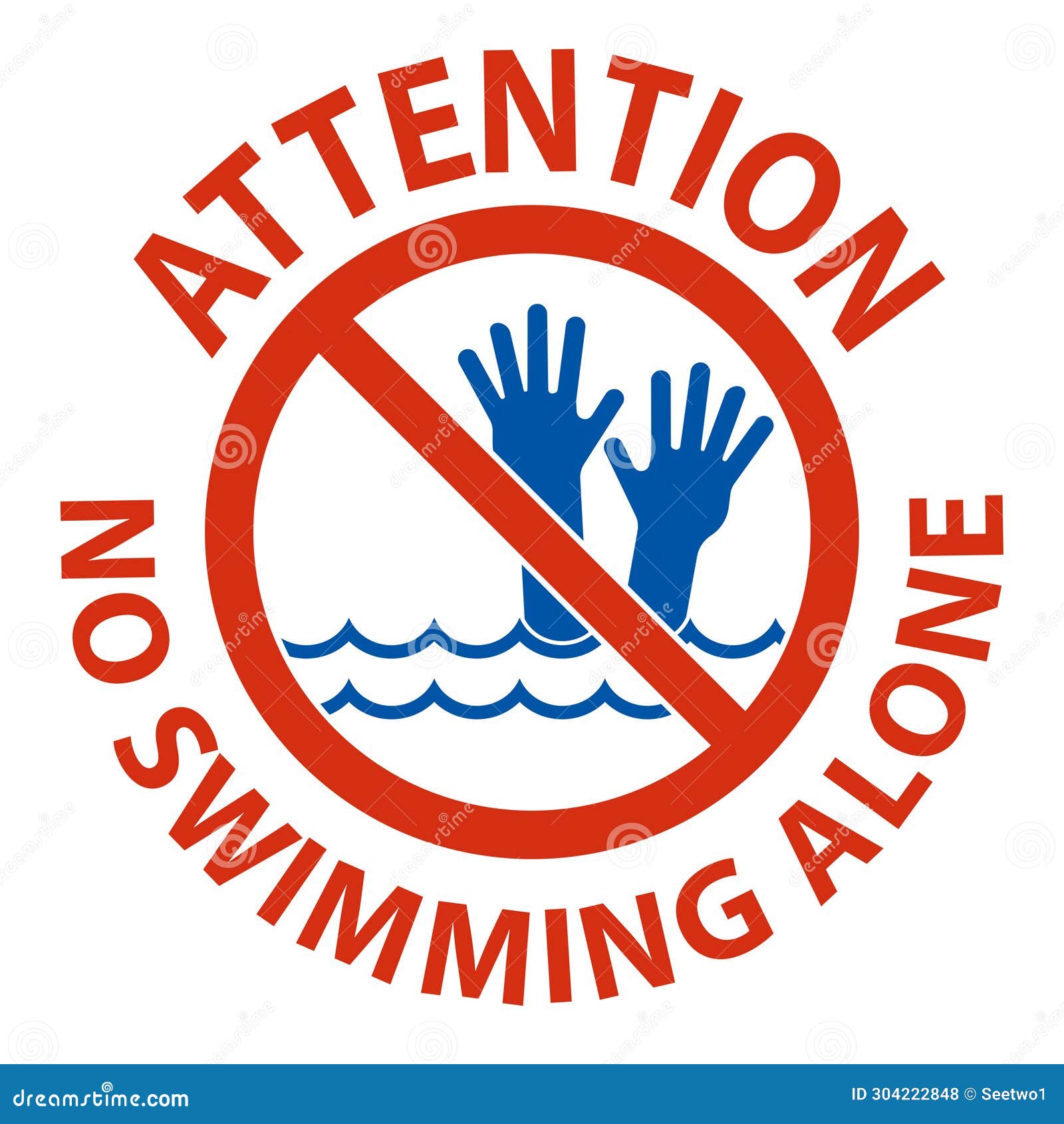 Pool Safety Sign Attention, No Swimming Alone Stock Illustration ...