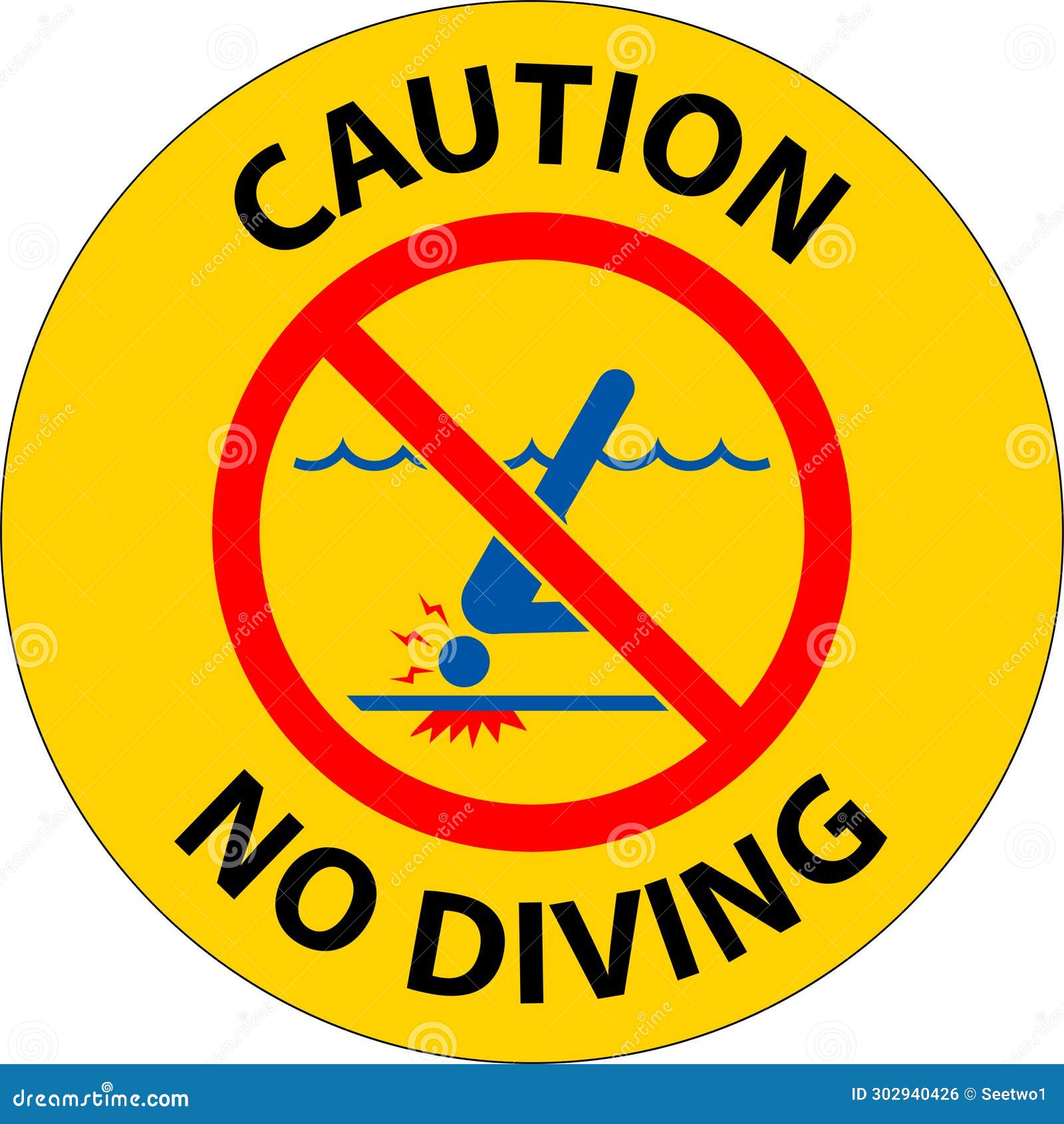 Pool Safety Sign Caution, No Diving Stock Vector - Illustration of ...
