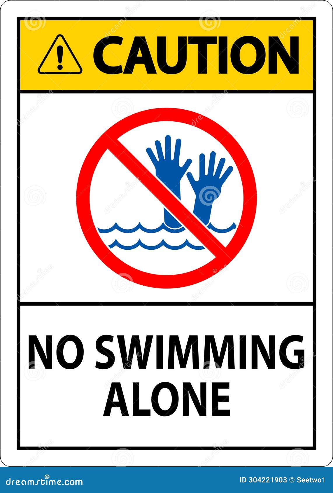 Pool Safety Sign Caution, No Swimming Alone Stock Vector - Illustration ...