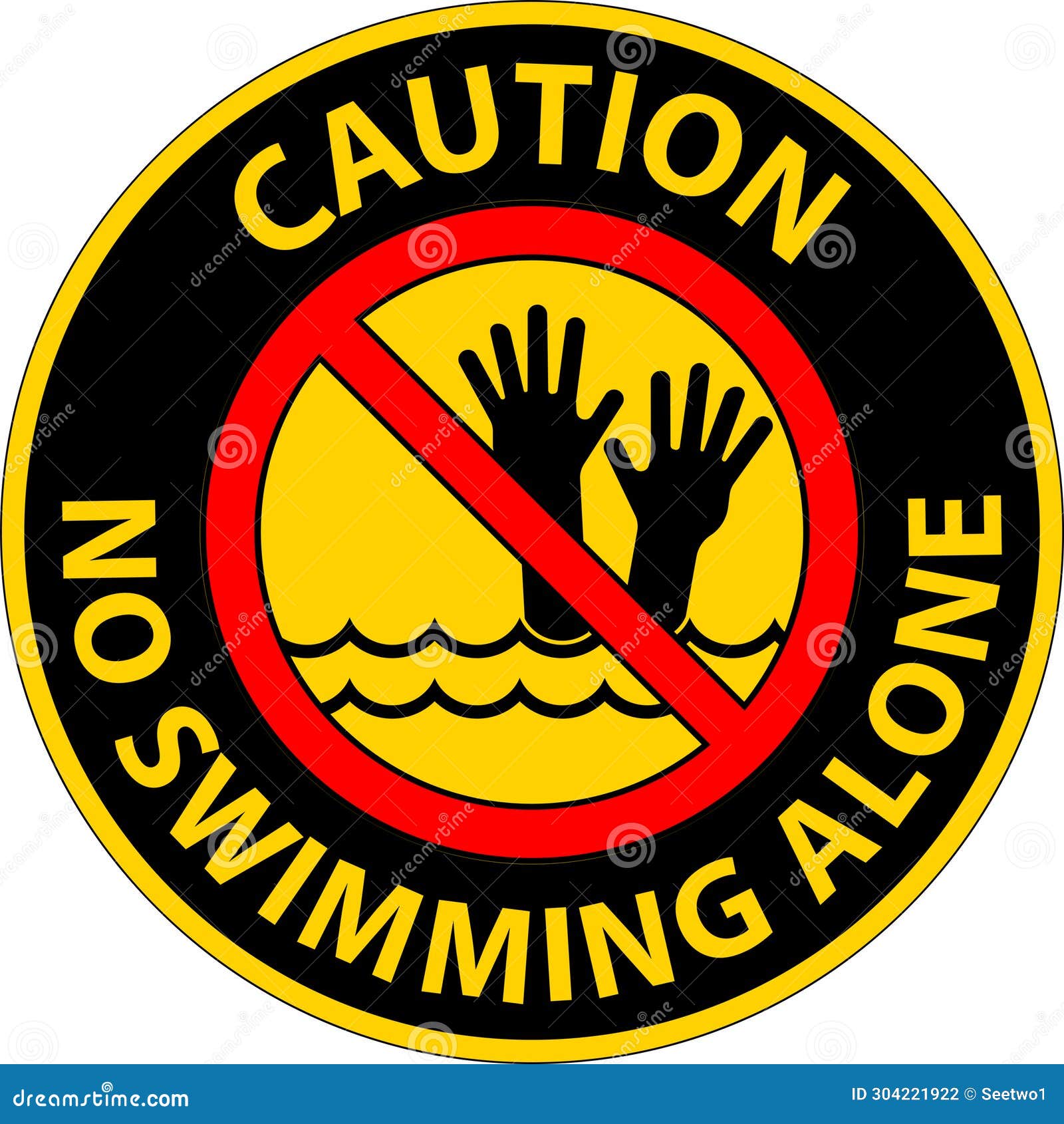 Pool Safety Sign Caution, No Swimming Alone Stock Illustration ...