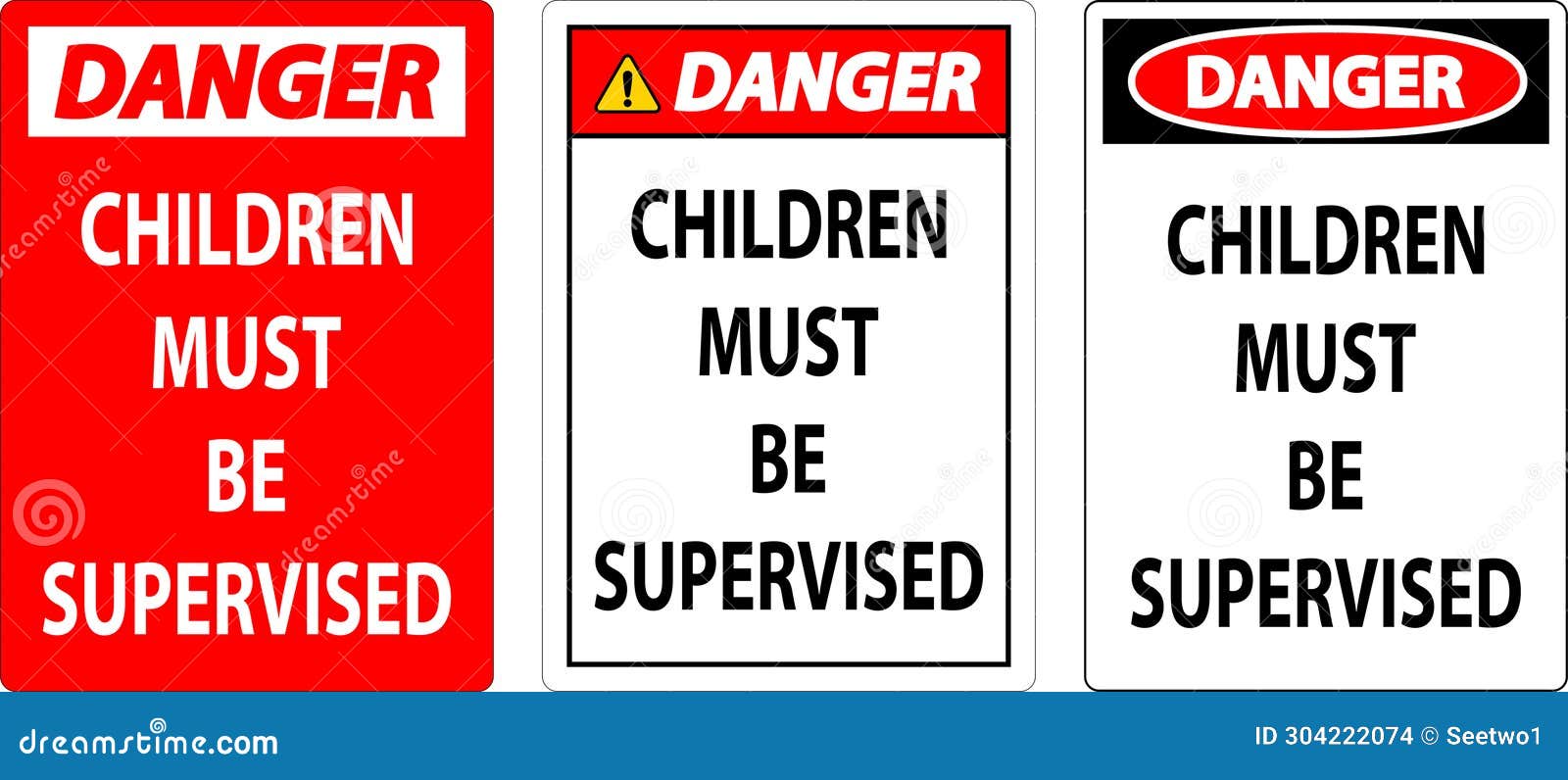 Pool Safety Sign Danger, Children Must Be Supervised Stock Illustration ...