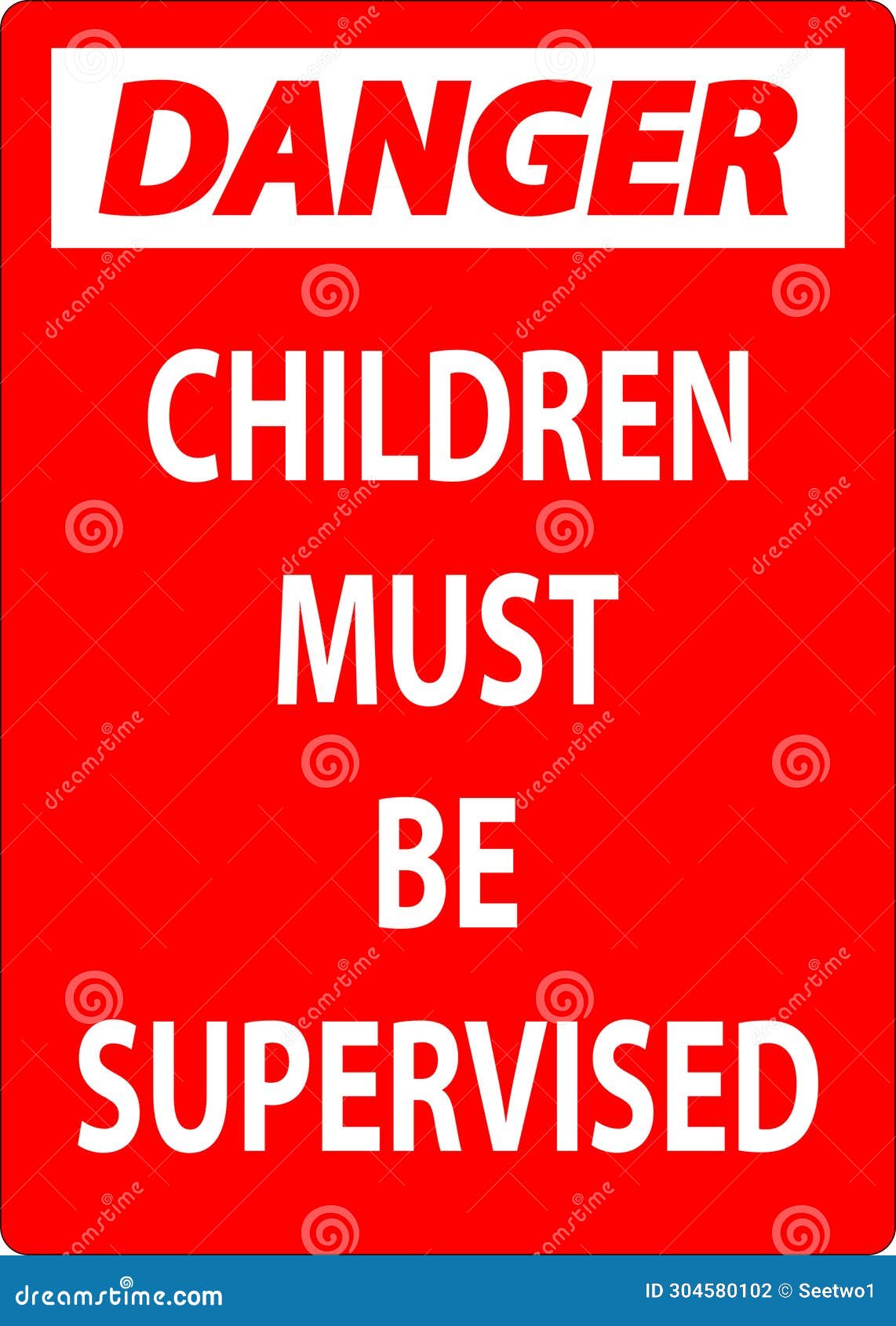 Pool Safety Sign Danger, Children Must Be Supervised Stock Illustration ...