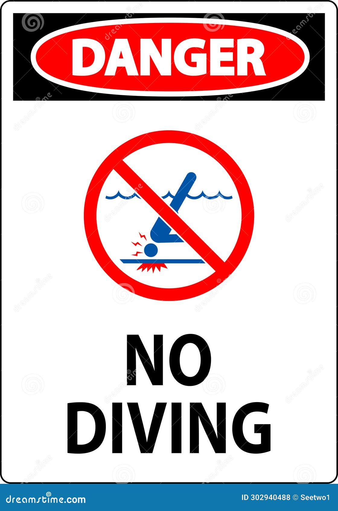 Pool Safety Sign Danger, No Diving Stock Vector - Illustration of pool ...