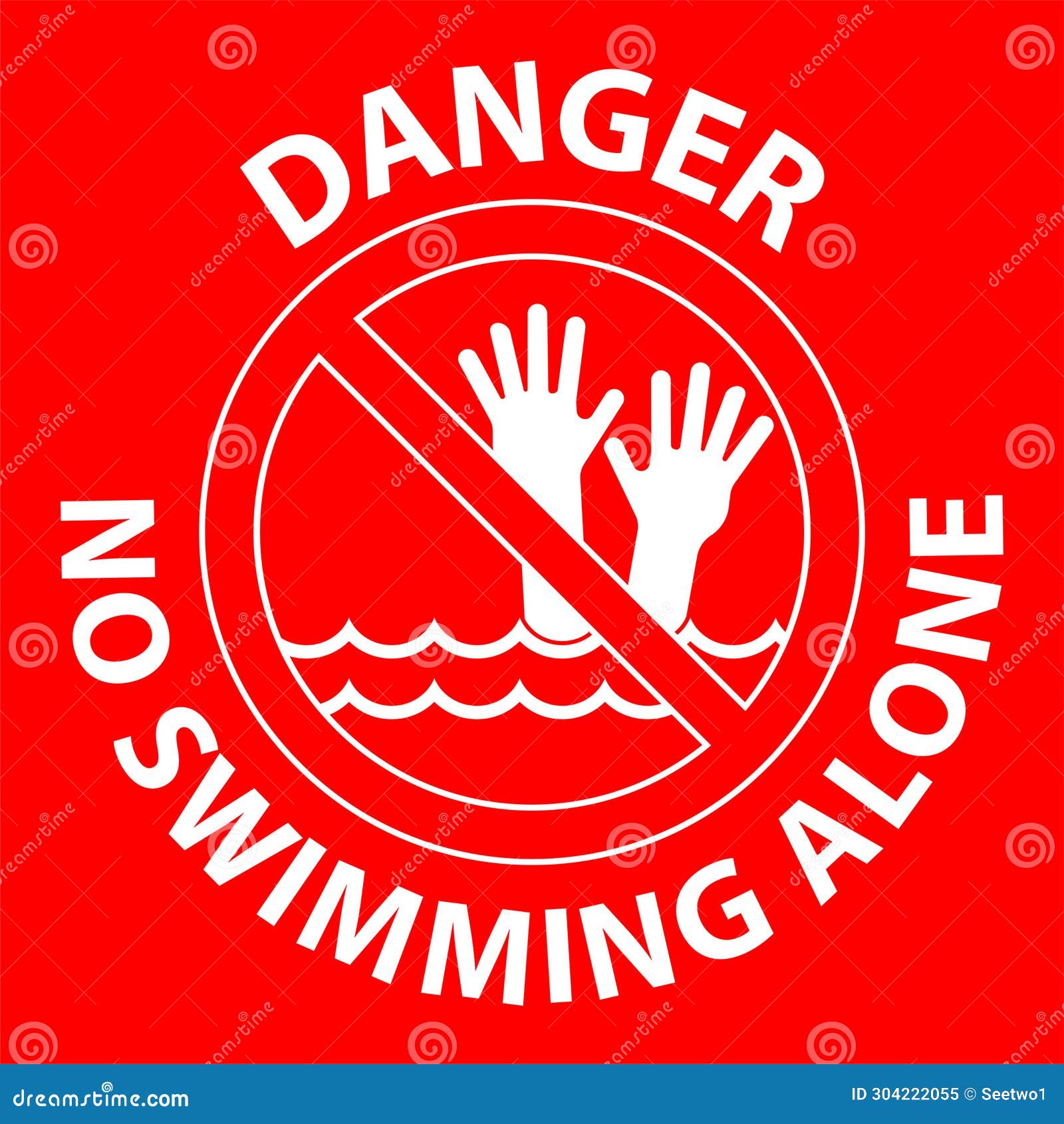 Pool Safety Sign Danger, No Swimming Alone Stock Illustration ...
