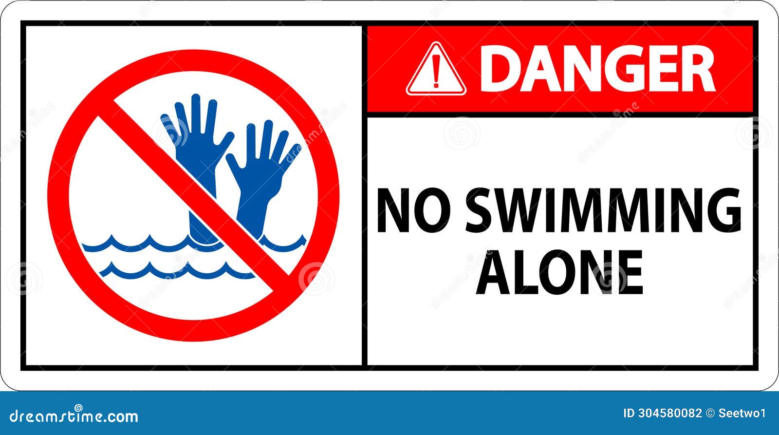 Pool Safety Sign Danger, No Swimming Alone Stock Illustration ...