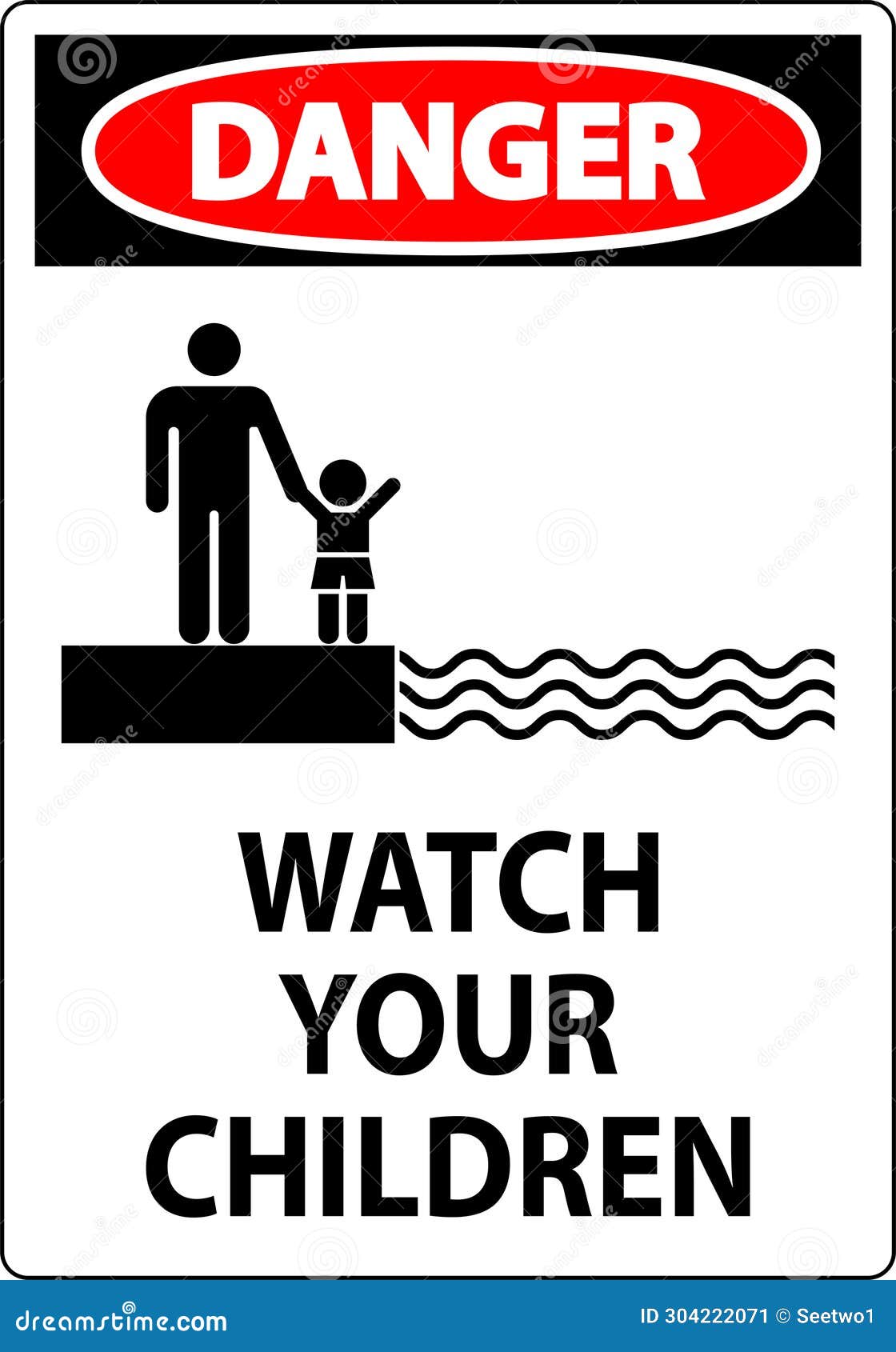 Pool Safety Sign Danger, Watch Your Children Stock Illustration ... Pool Safety Sign Danger, Watch Your Children Stock Illustration ...