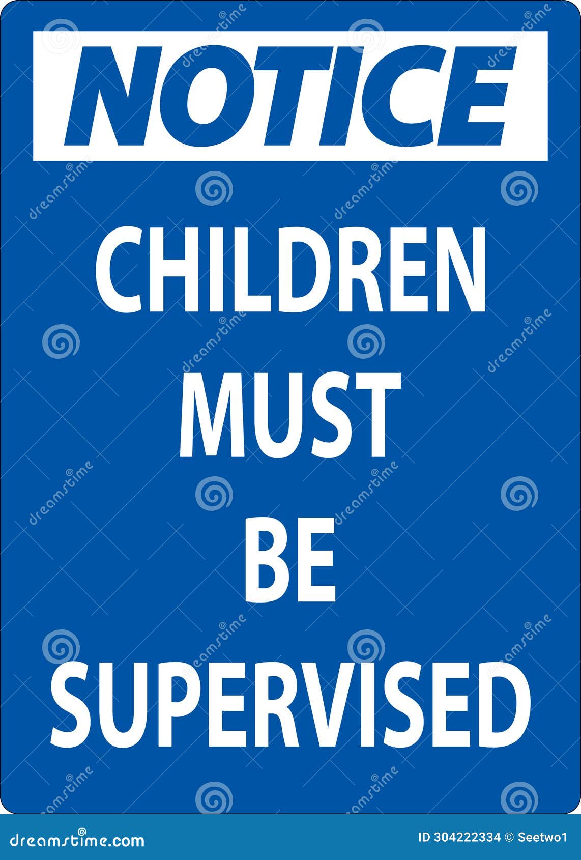 Children Must Be Accompanied By Adults, Mandatory Sign. Stock Image ...