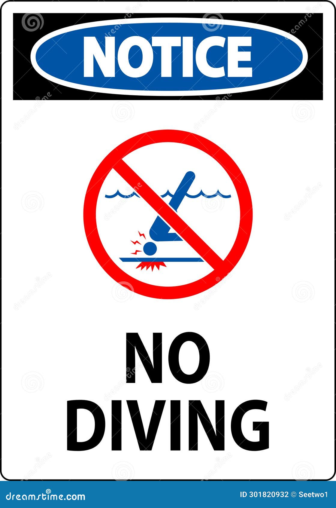Pool Safety Sign Notice, No Diving Stock Vector - Illustration of ...