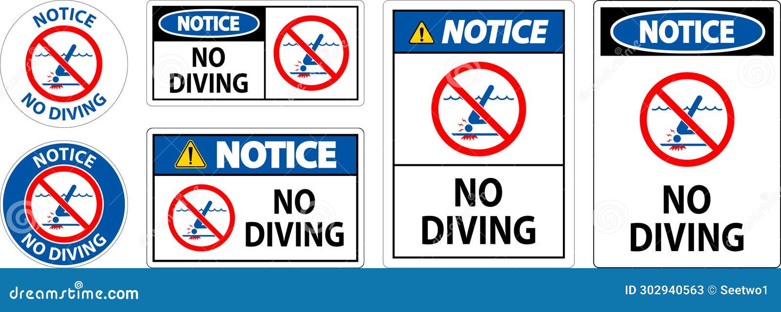 Pool Safety Sign Notice, No Diving Stock Vector - Illustration of rule ...