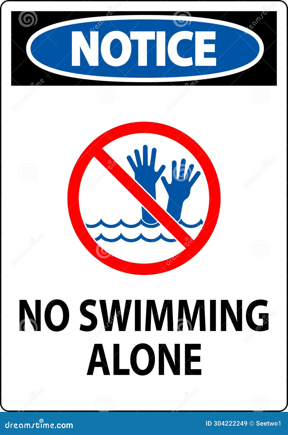Pool Safety Sign Notice, No Swimming Alone Stock Illustration ...