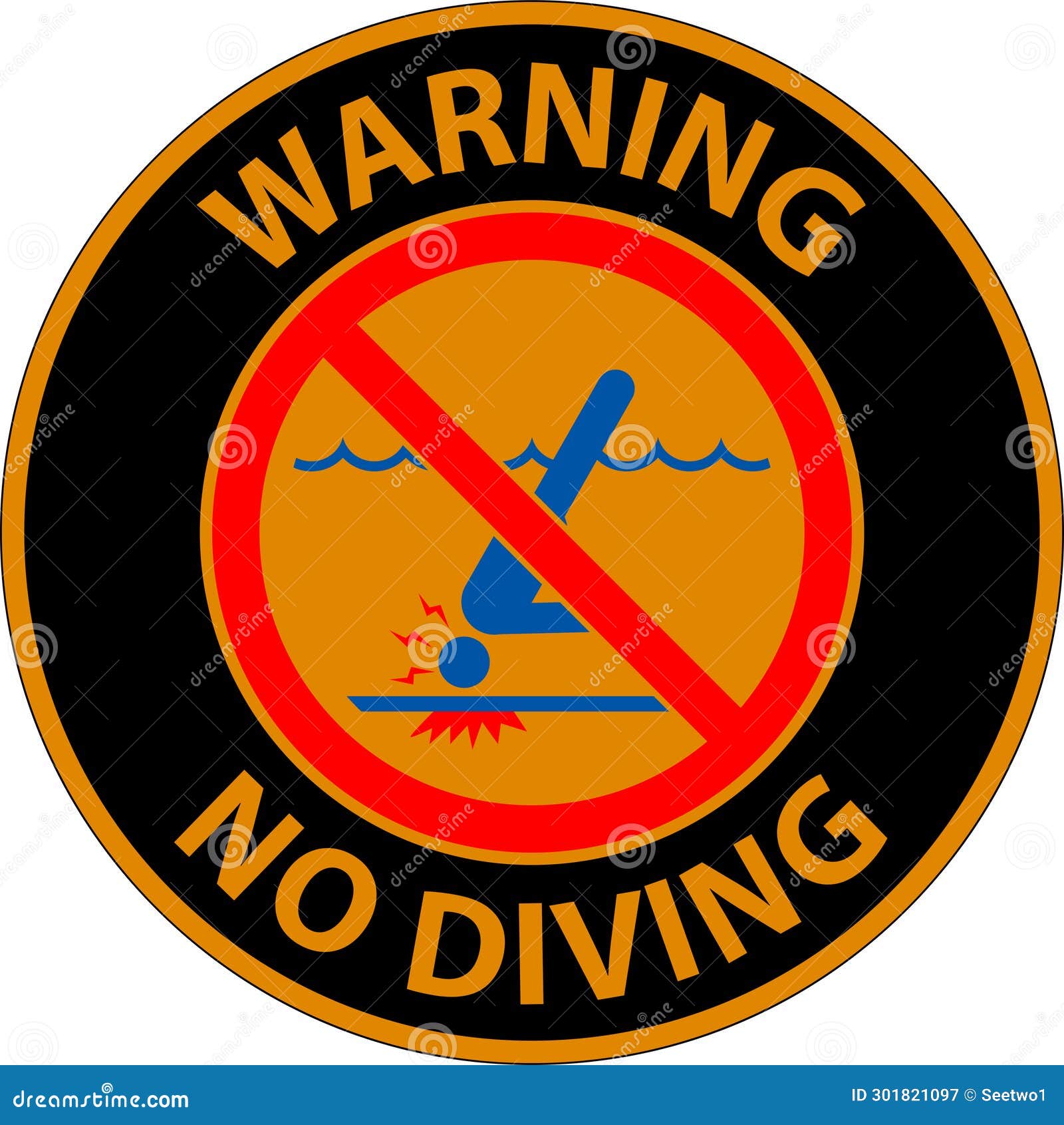 Pool Safety Sign Warning, No Diving Stock Vector - Illustration of ...