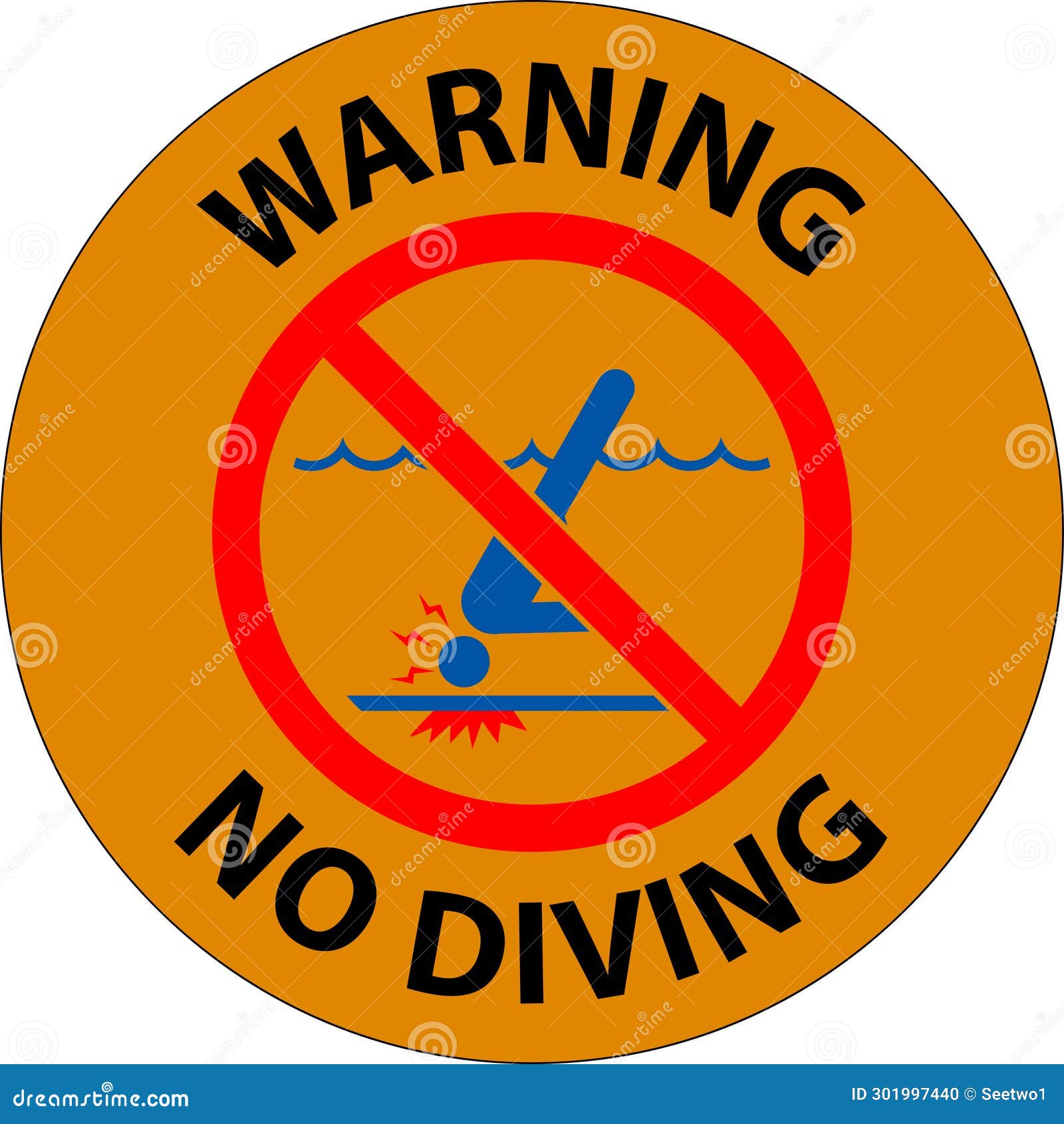 Pool Safety Sign Warning, No Diving Stock Vector - Illustration of ...