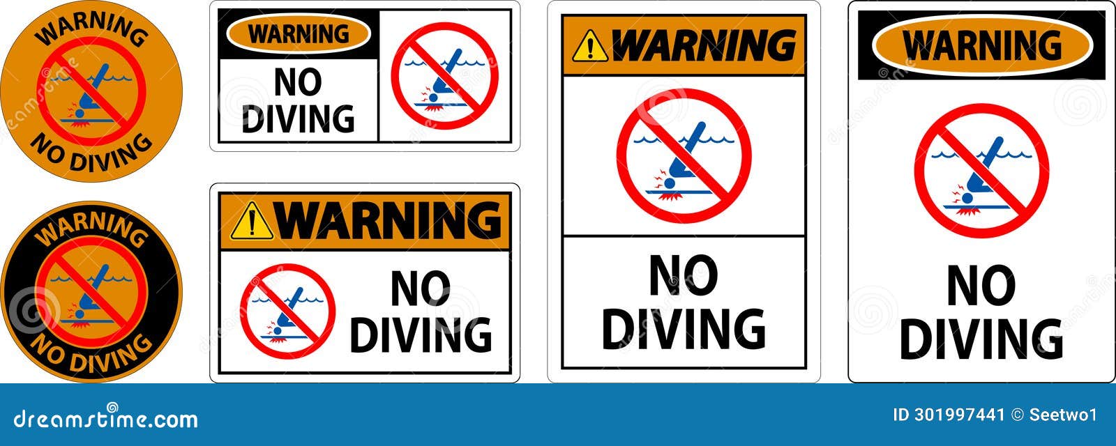 Pool Safety Sign Warning, No Diving Stock Vector - Illustration of ...