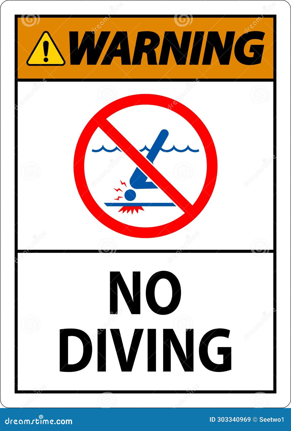 Pool Safety Sign Warning, No Diving Stock Vector - Illustration of ...