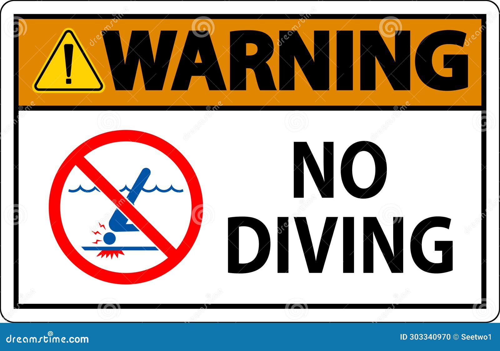 Pool Safety Sign Warning, No Diving Stock Vector - Illustration of ...