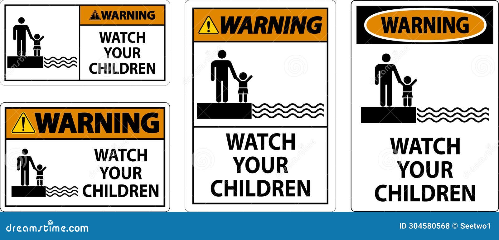 Pool Safety Sign Warning, Watch Your Children Stock Vector ...