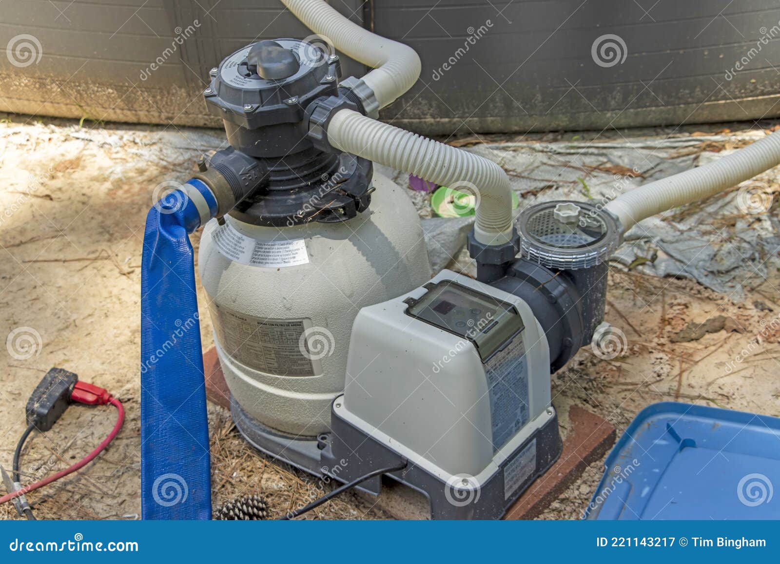 Sand Filter System For Purifying Pool Water On The Background Of A ...