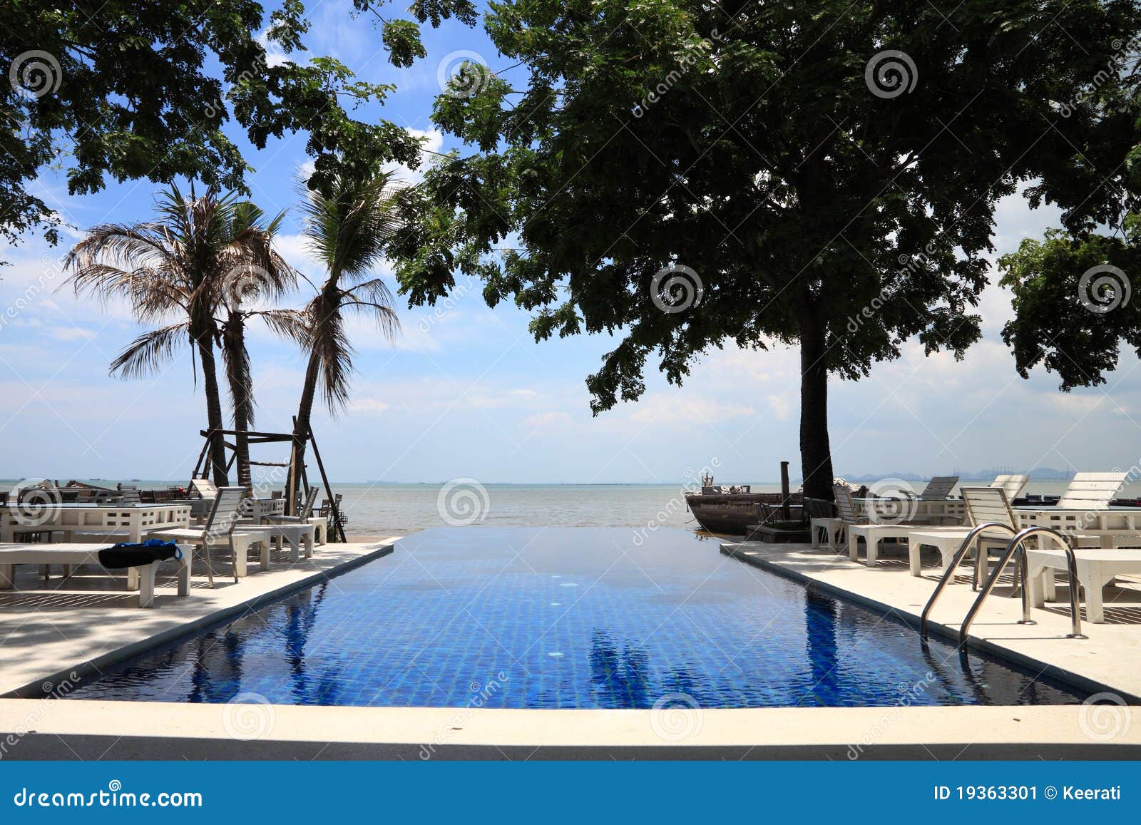 Pool sea view stock image. Image of shade, decoration - 19363301