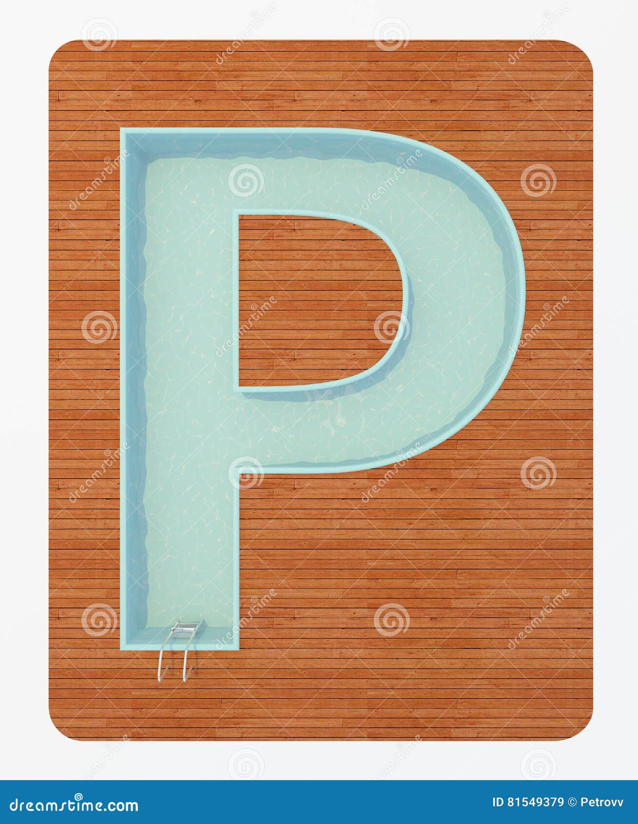 Pool in the Shape of a Letter P 3d Rendering Stock Illustration ...