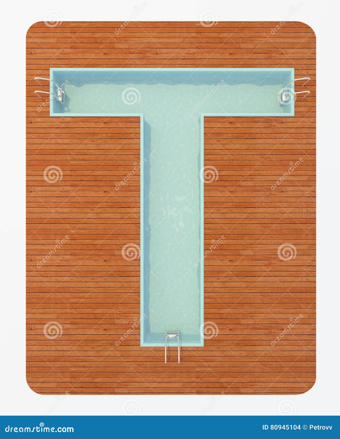 Pool In The Shape Of A Letter T 3d Rendering Stock Illustration ...
