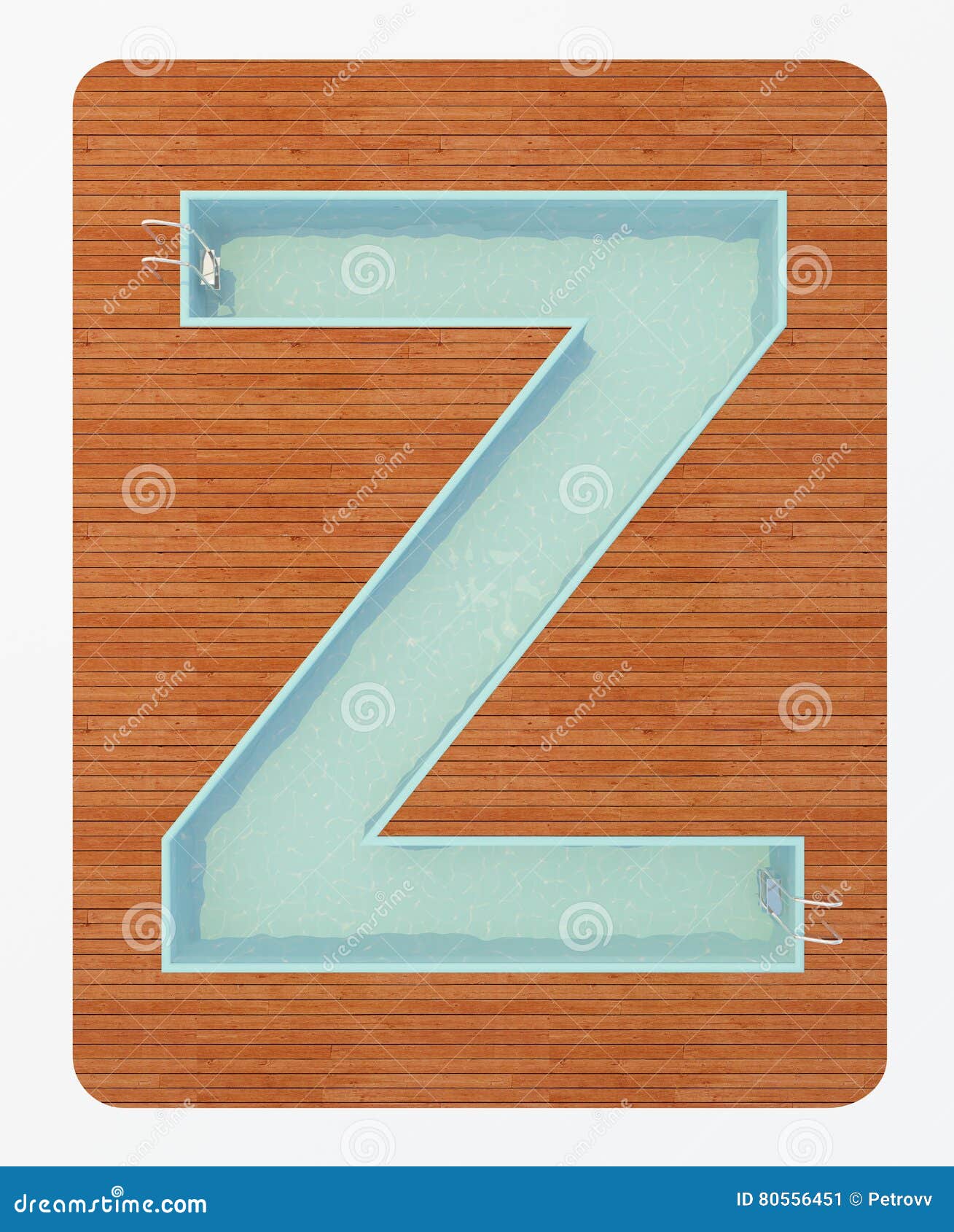 Pool in the Shape of a Letter Z 3d Rendering Stock Illustration ...